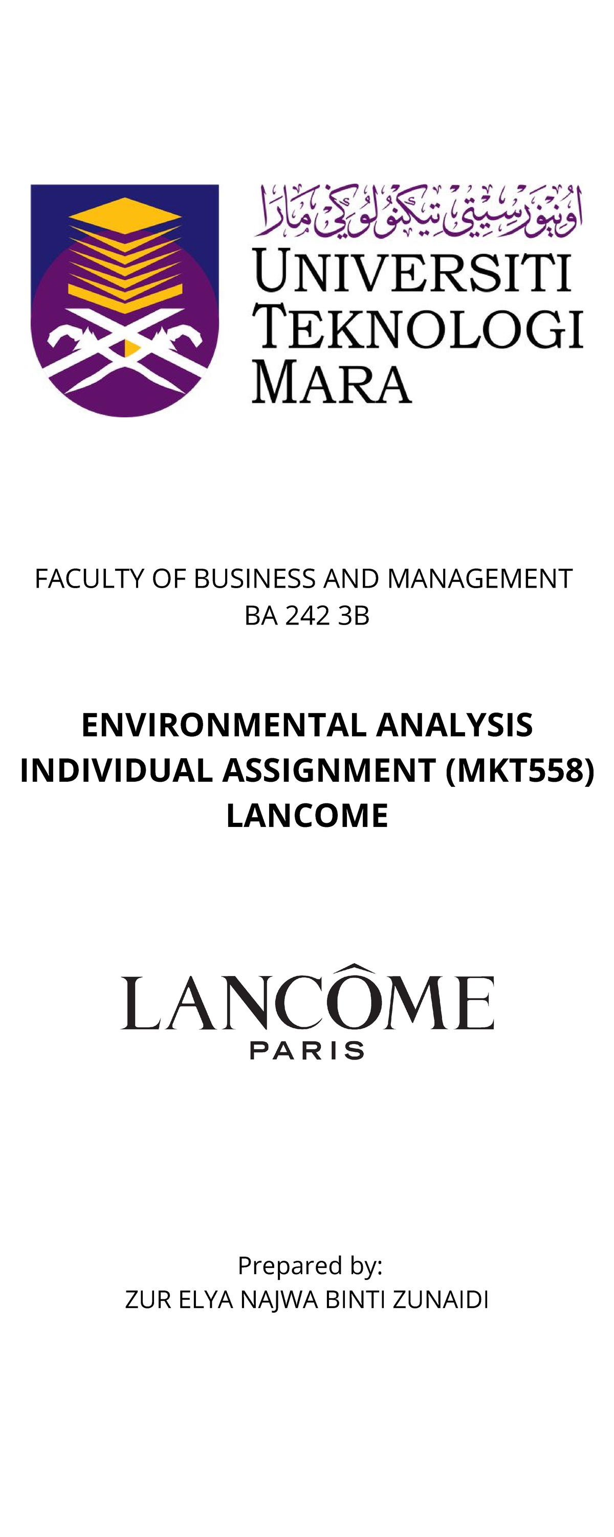 MKT558 - FACULTY OF BUSINESS AND MANAGEMENT BA 242 3B ENVIRONMENTAL ...