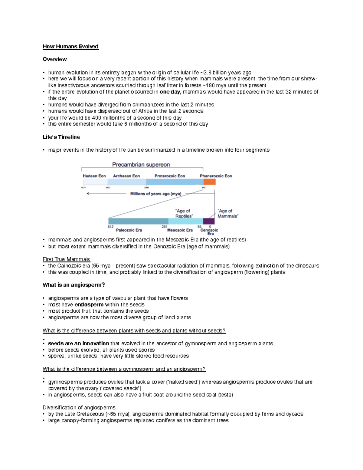Lecture 15 - How Humans Evolved Overview human evolution in its ...