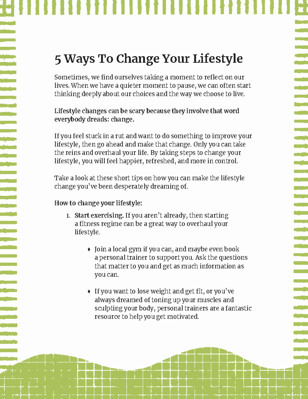 5 Ways To Change Your Lifestyle - 5 Ways To Change Your Lifestyle ...