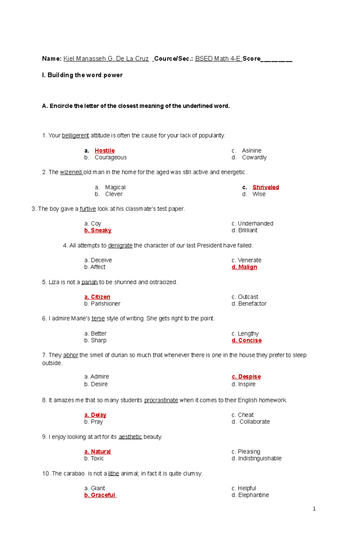 Gen Ed Refresher - Reviewer - Name: Kiel Manasseh G. De La Cruz Cource/Sec.: BSED Math 4-E - Studocu