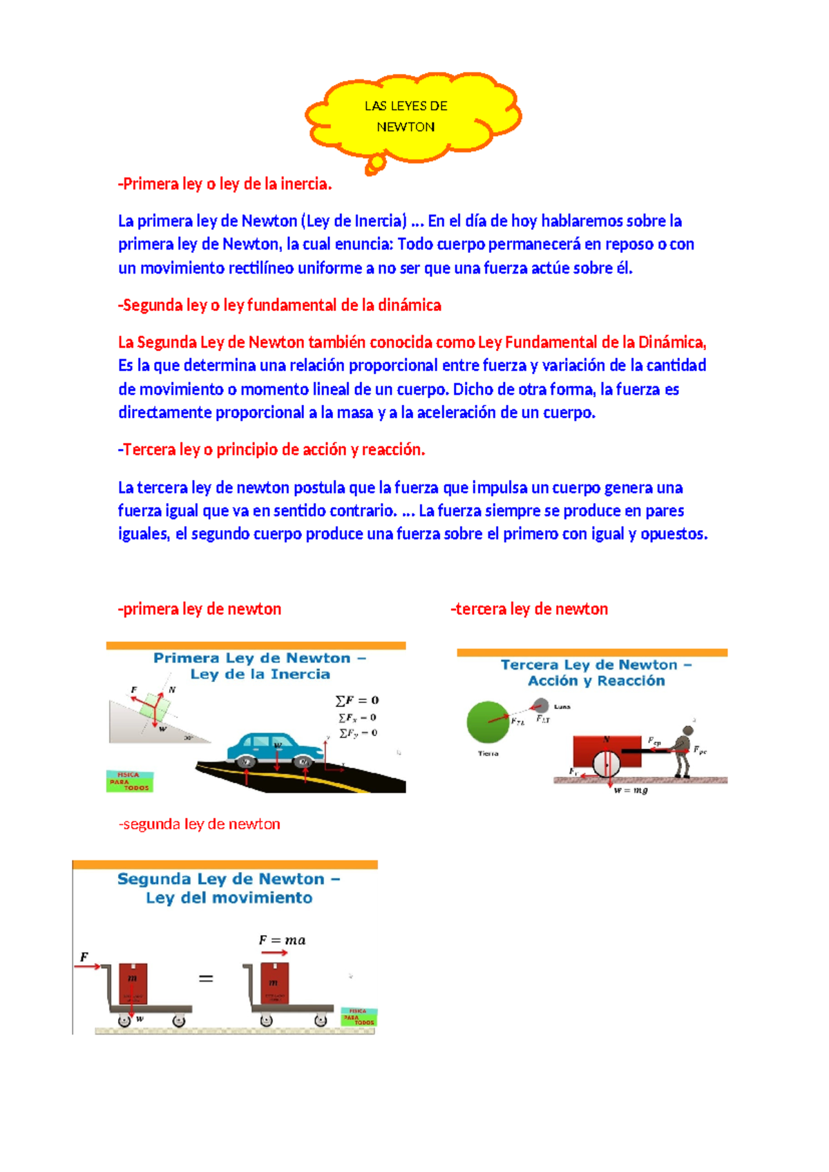 Primera ley o ley de la inercia - La primera ley de Newton (Ley de ...