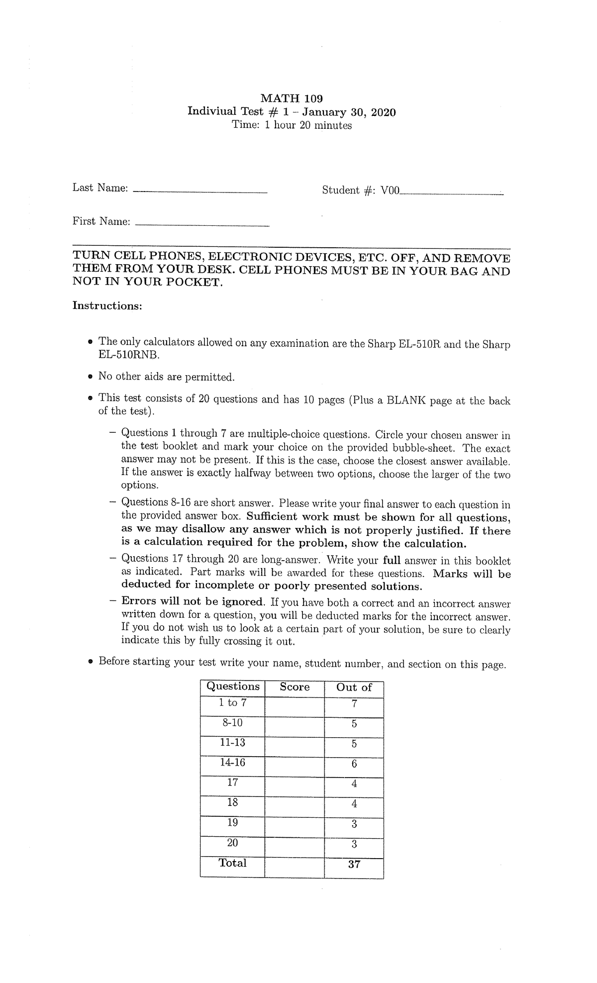 Math 109 Practice Midterm I Solutions - Math 109 - Studocu