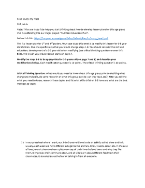 Final nutrition education project - Irene Vincy 5/6/ Early childhood ...