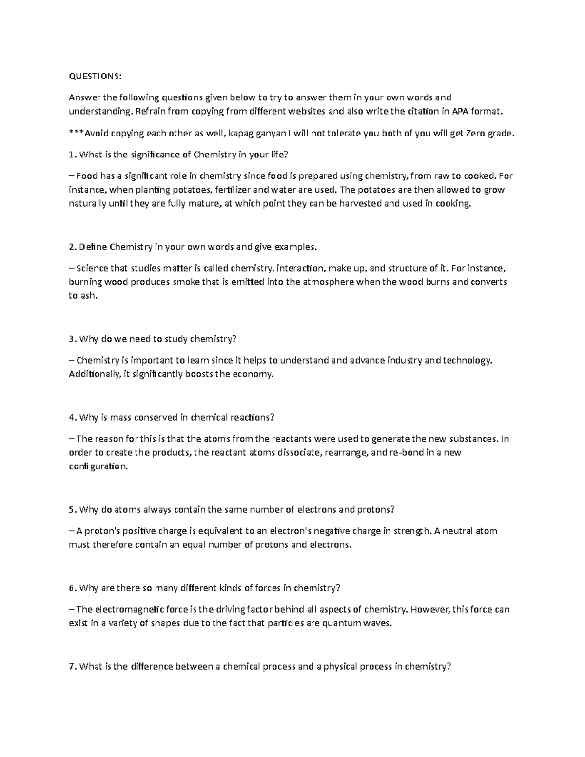 Questions - Goog luck - QUESTIONS:Answer the following questions given ...