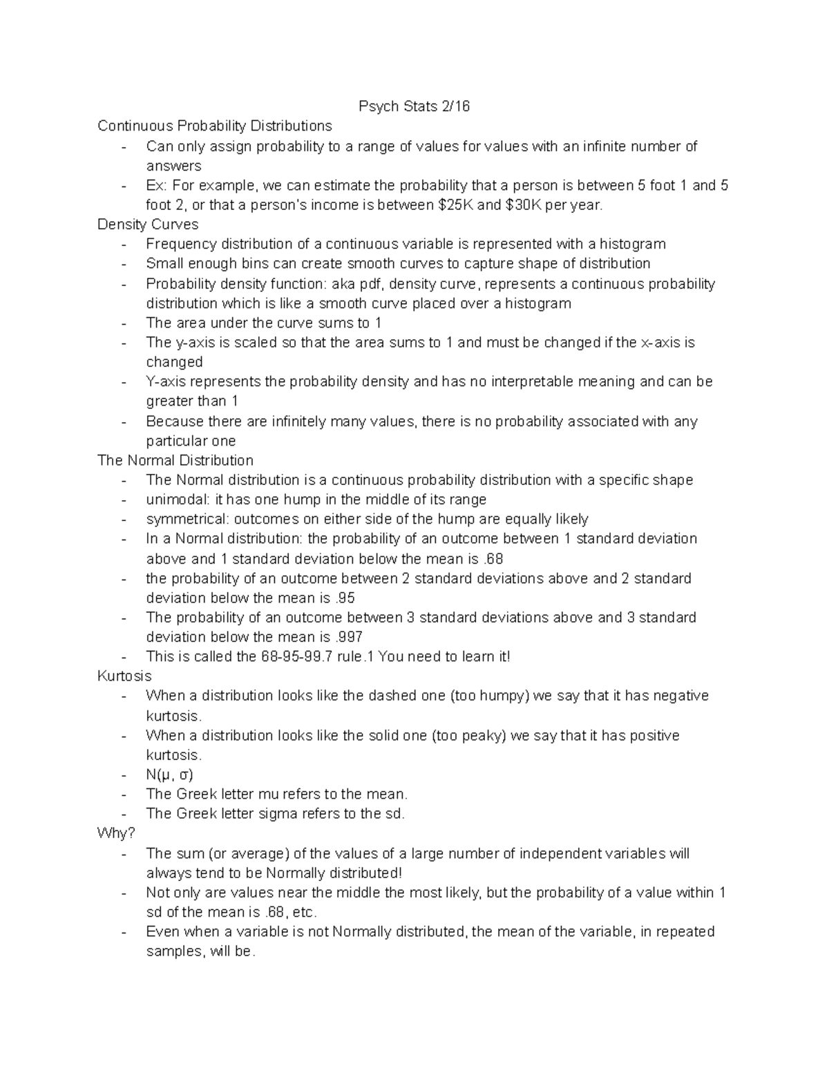 Psych Stats 2/16 - Psych Stats 2/ Continuous Probability Distributions ...