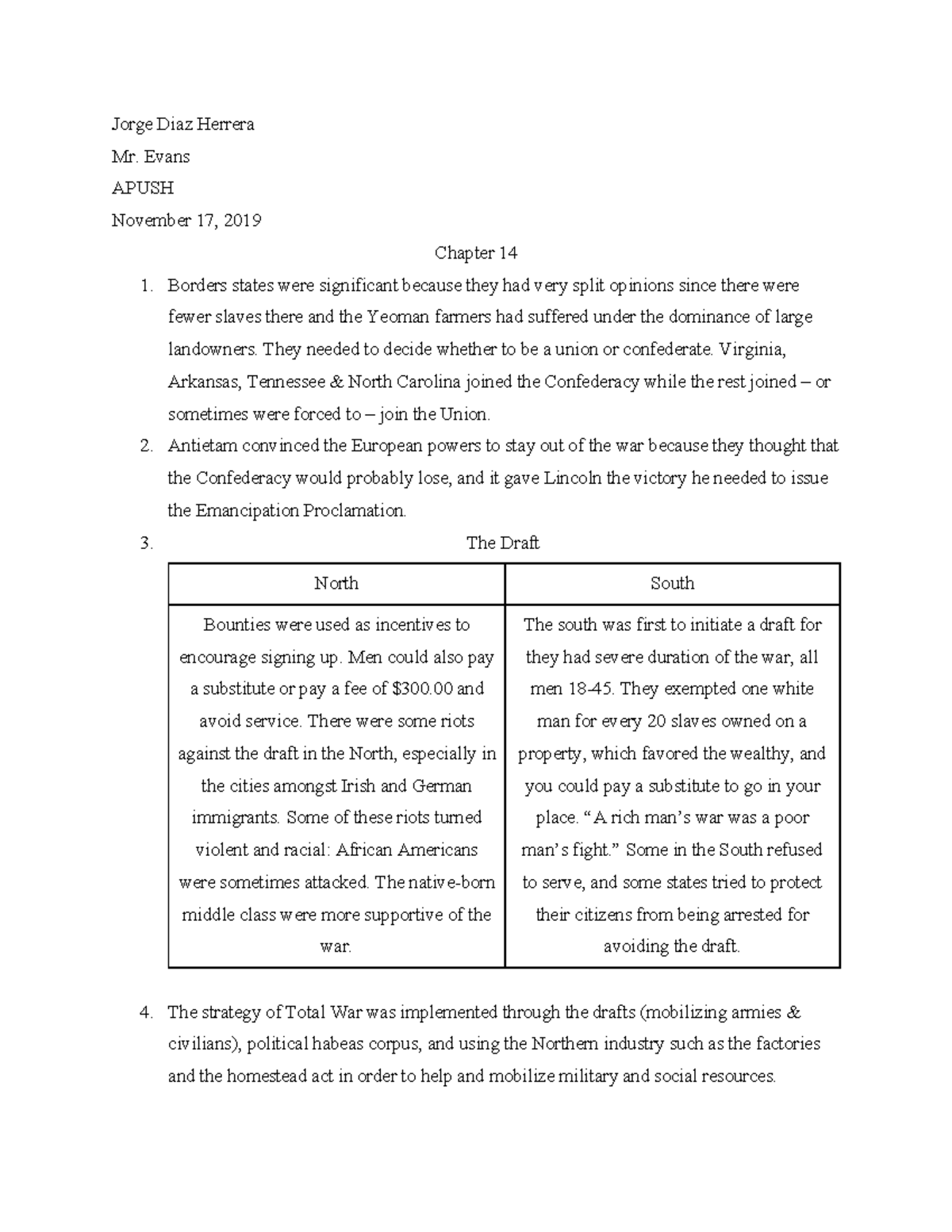 Chapter 14 - Jorge Diaz Herrera Mr. Evans APUSH November 17, 2019 ...