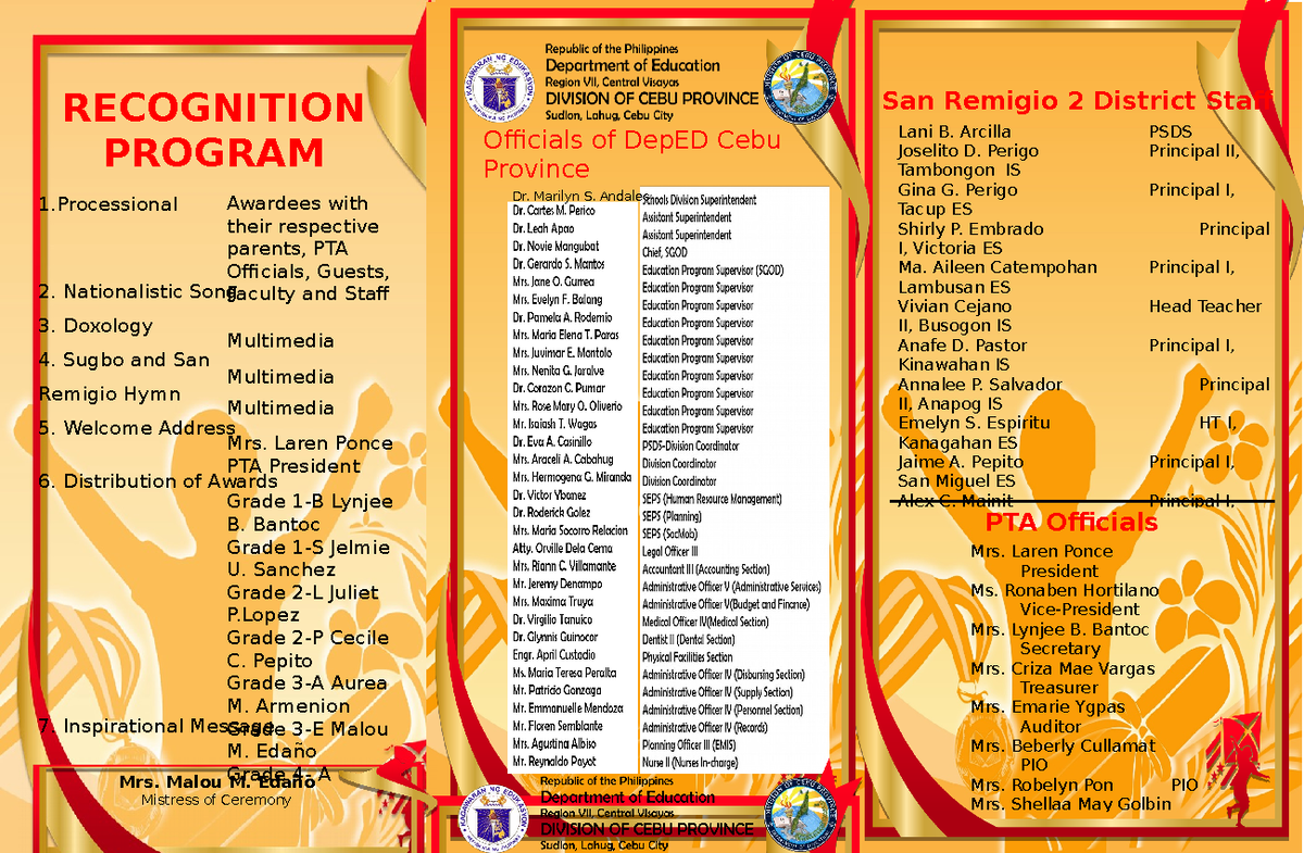RE - SDFGSSSS - Mrs. Malou M. Edaño ####### Mistress of Ceremony ...