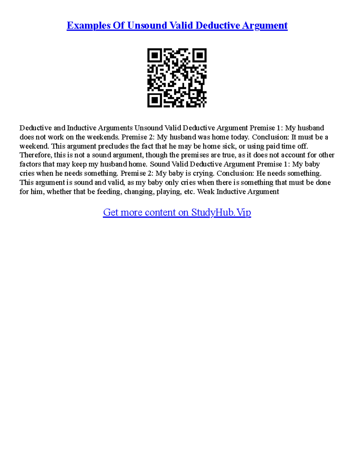 Deductive Essay Example Examples Of Unsound Valid Deductive Argument
