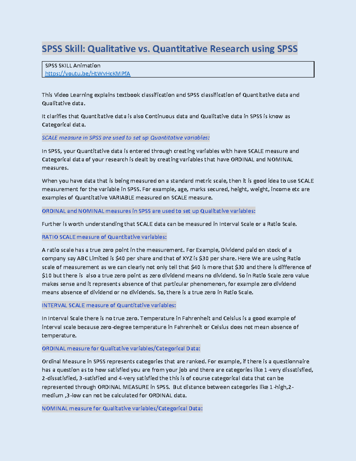 Zlib - ccc - SPSS Skill: Qualitative vs. Quantitative Research using ...