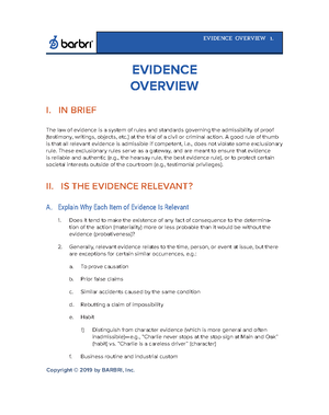 Evidence-checklist-chill - Christin Hill Bar Review IS THE EVIDENCE ...