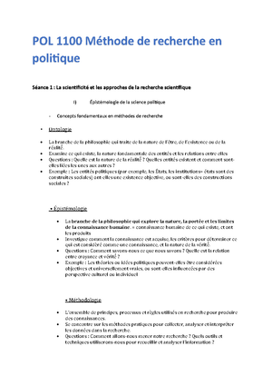 1100 revision - Résumé Méthode de recherche en politique - L'empirisme ...