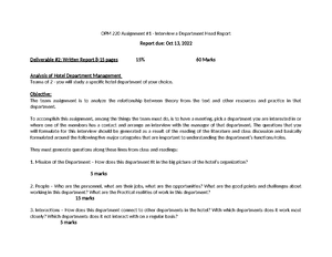 OPM 220 Assignment #1 (6) - OPM 220 Assignment #1 - Interview a ...