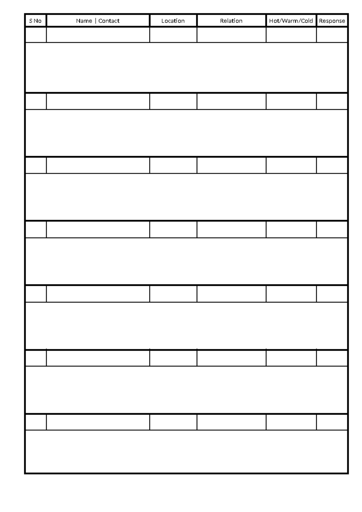 Name List Template - Irrelevant - unit opeartions - S No Name | Contact ...