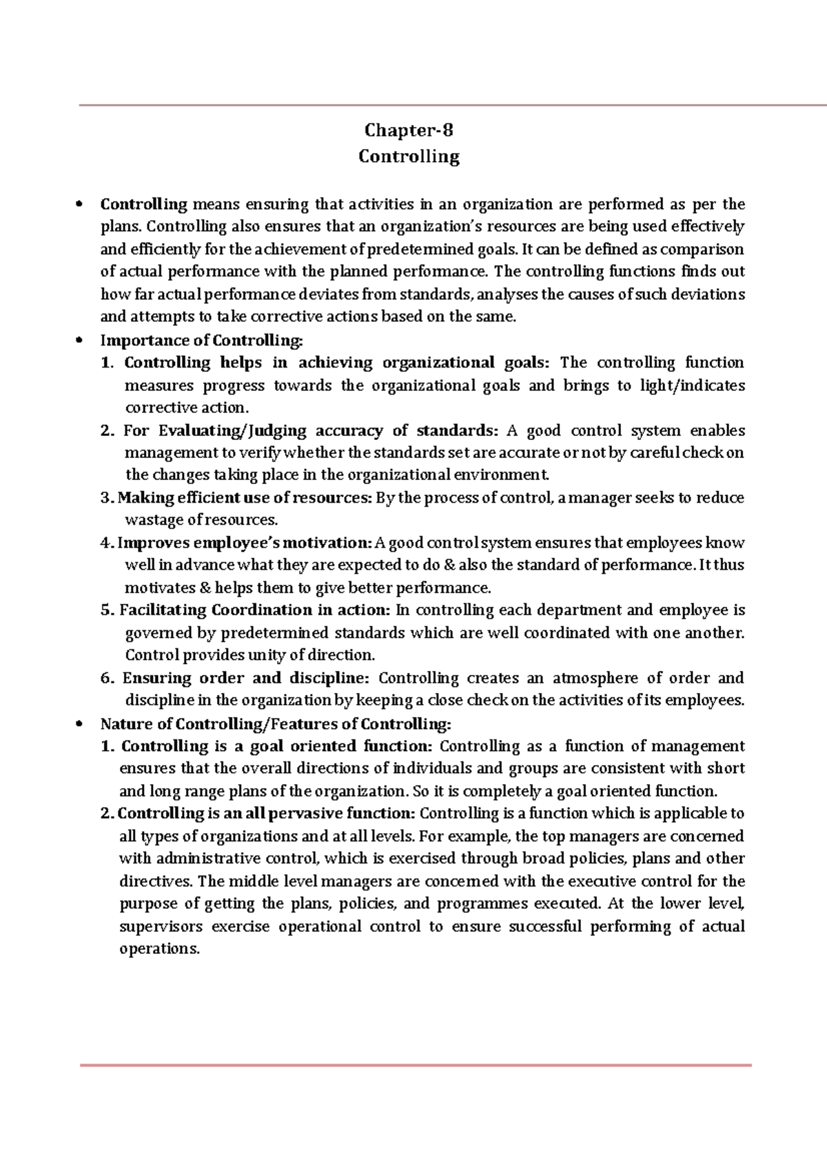 Class 12 Business Studies Chapter 8. Controlling - Chapter- Controlling ...