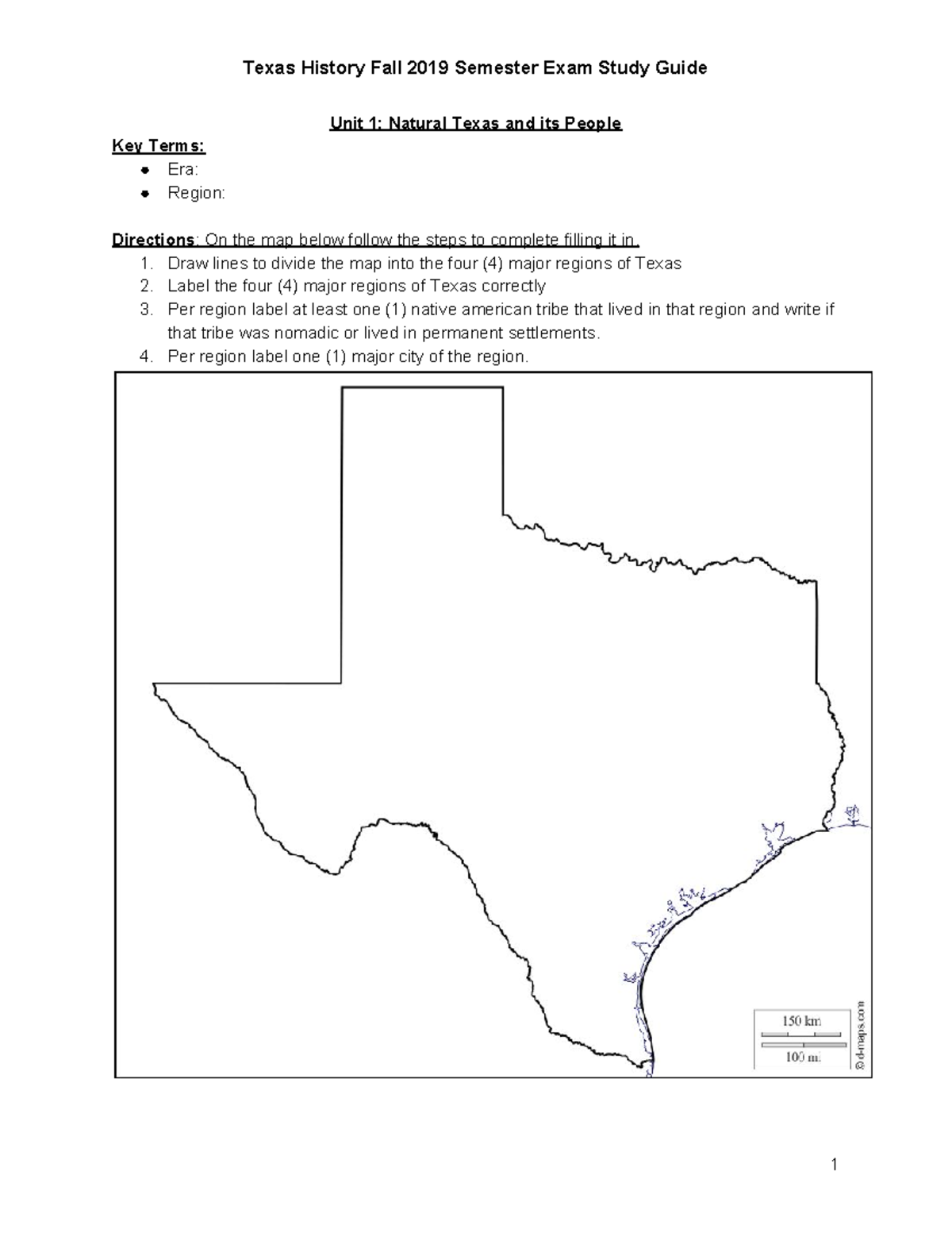 Semester exam study guide - Unit 1: Natural Texas and its People Key ...