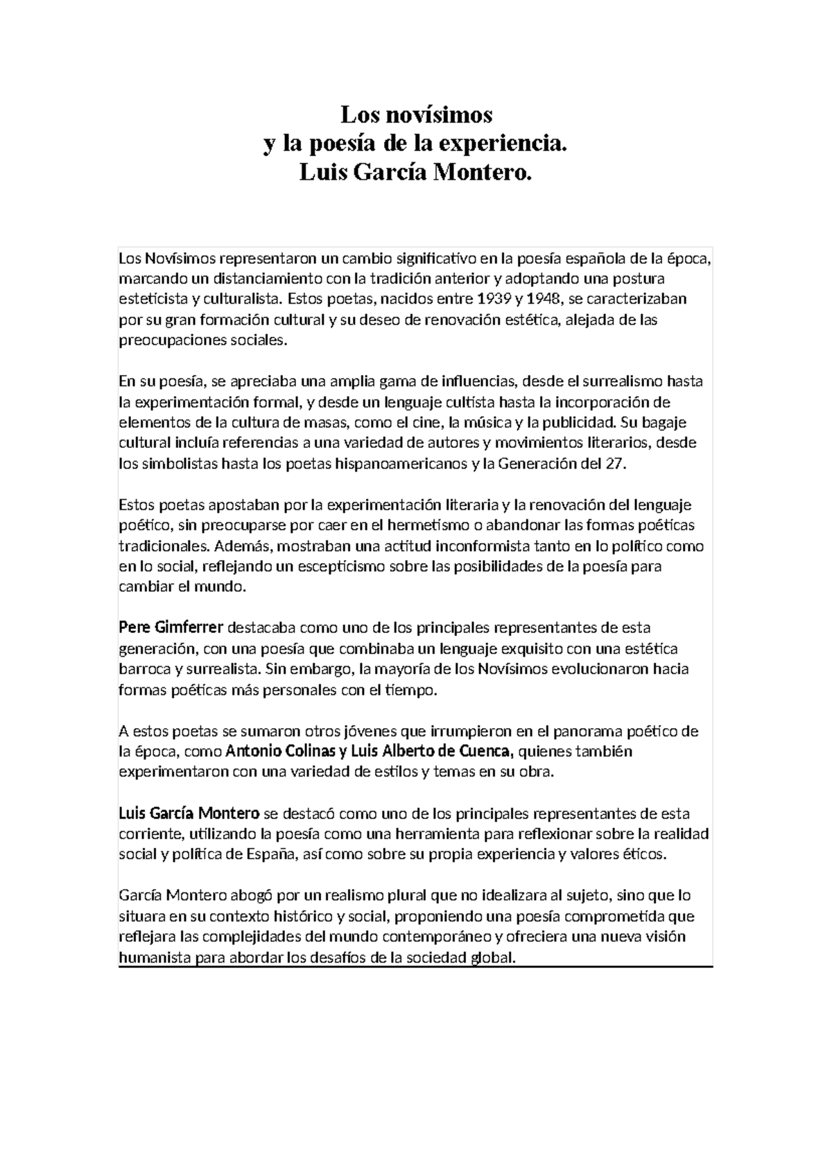 5.- Los novísimos y la poesía de la experiencia - Luis García Montero ...
