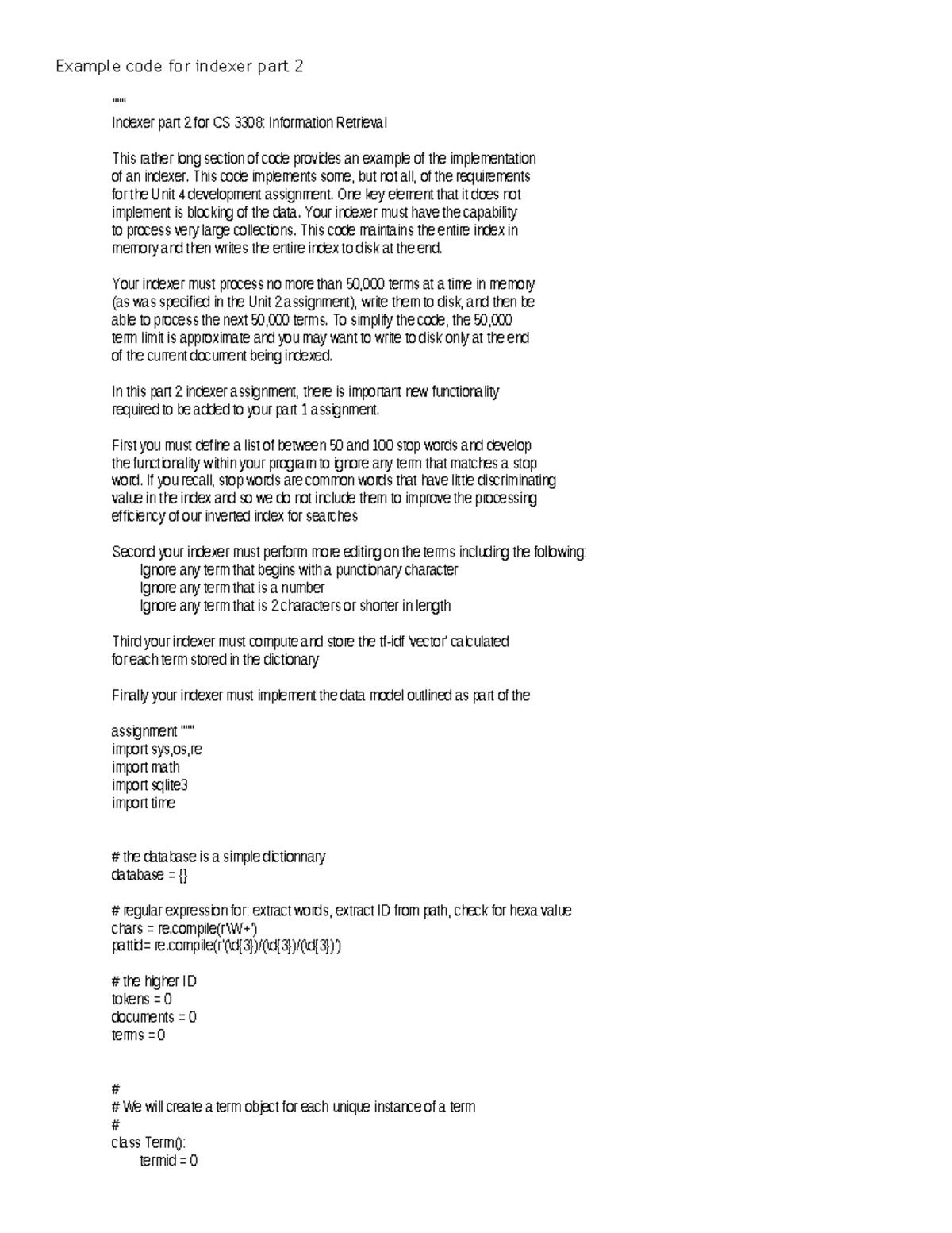 Unit 4 Source Code - dsalkjfhsa ;lremasdlkfjl;sad nklsdajflk sda - Example code for indexer part ...