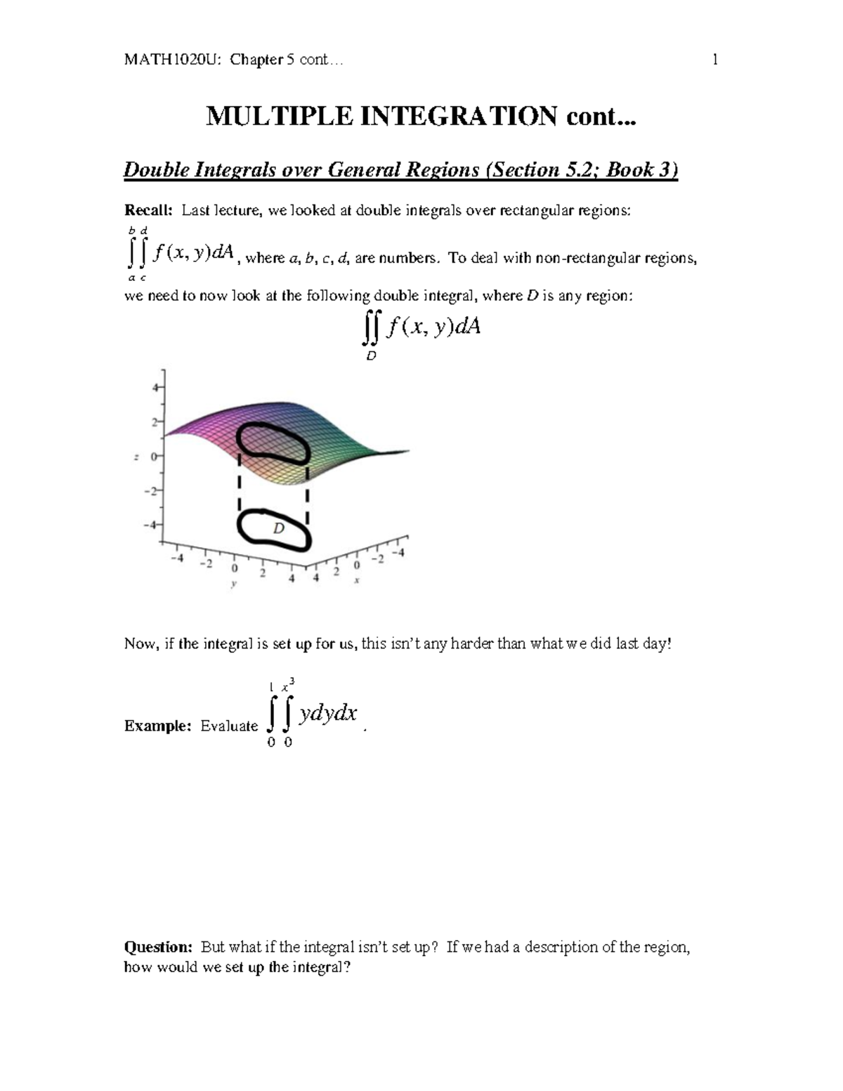 Mod9b multintgeneral - lecture notes - MULTIPLE INTEGRATION cont ...