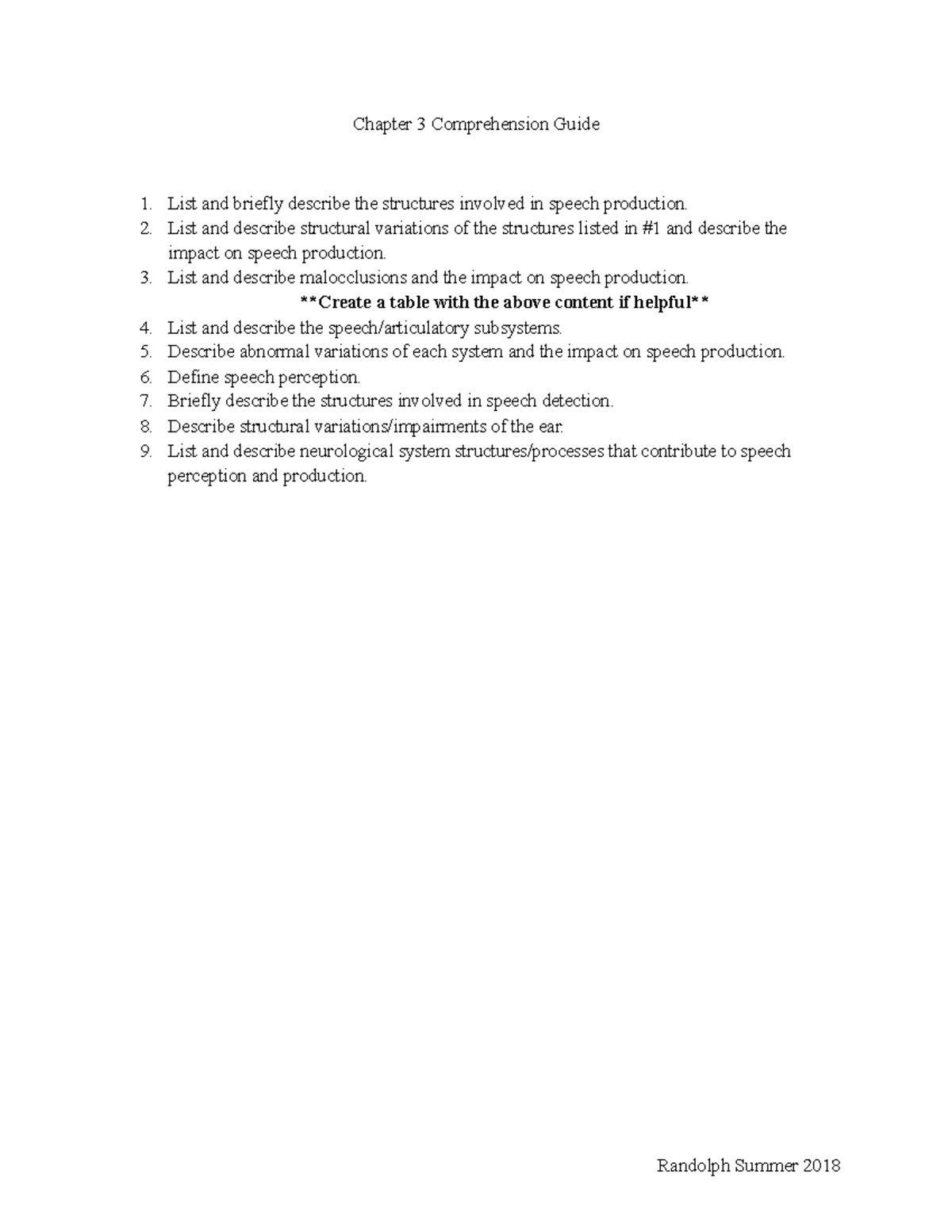 Chapter 3 Comprehension Guide - Chapter 3 Comprehension Guide List and ...