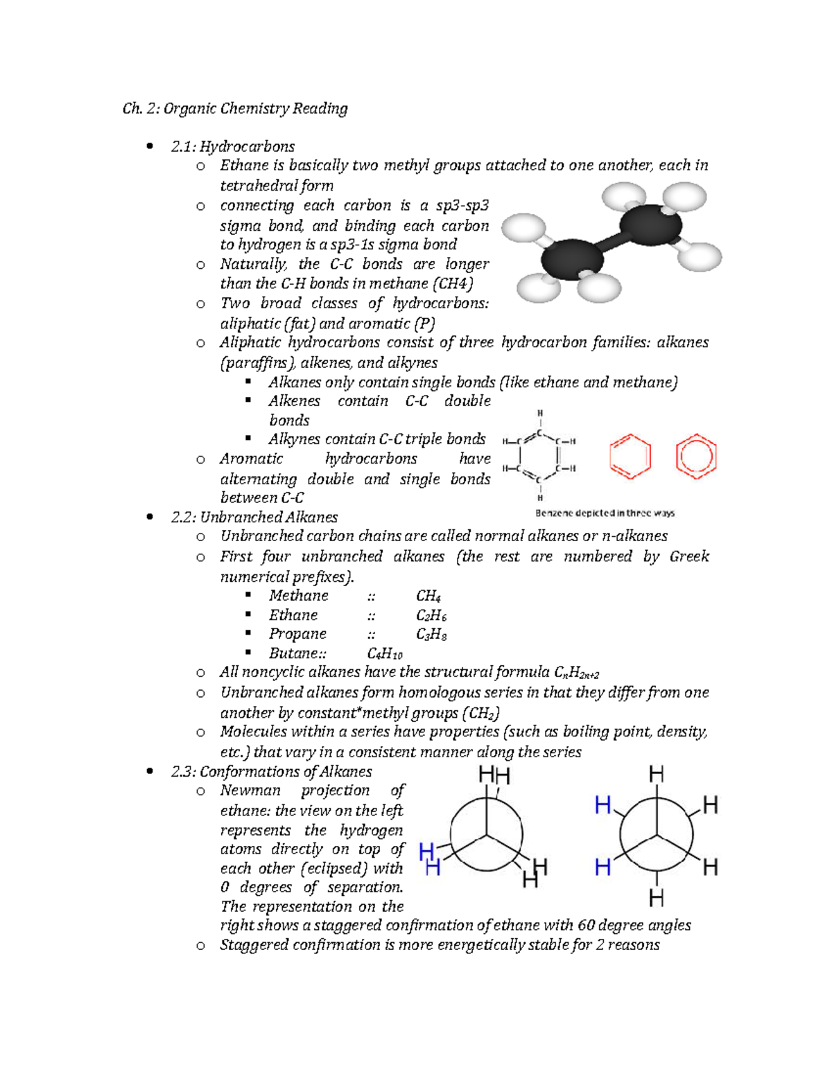 Chapter 2 Textbook Notes - Ch. 2: Organic Chemistry Reading 2 ...