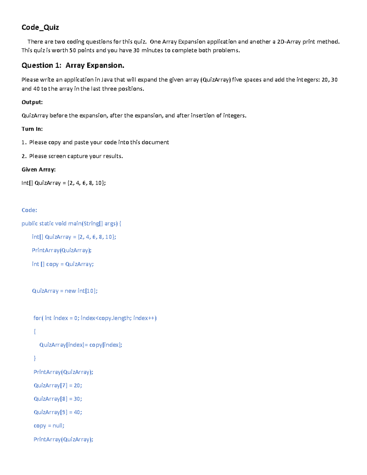 first quiz for csci - Code_Quiz There are two coding questions for this ...