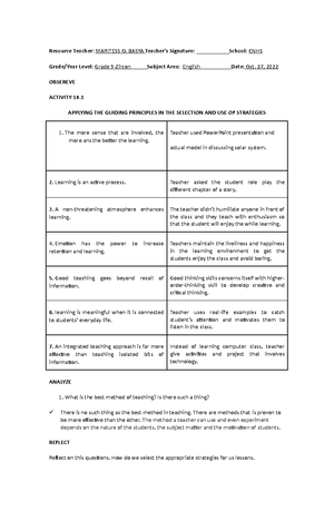 Episode 2 - Field Study activity - Level Salient Characteristics ...