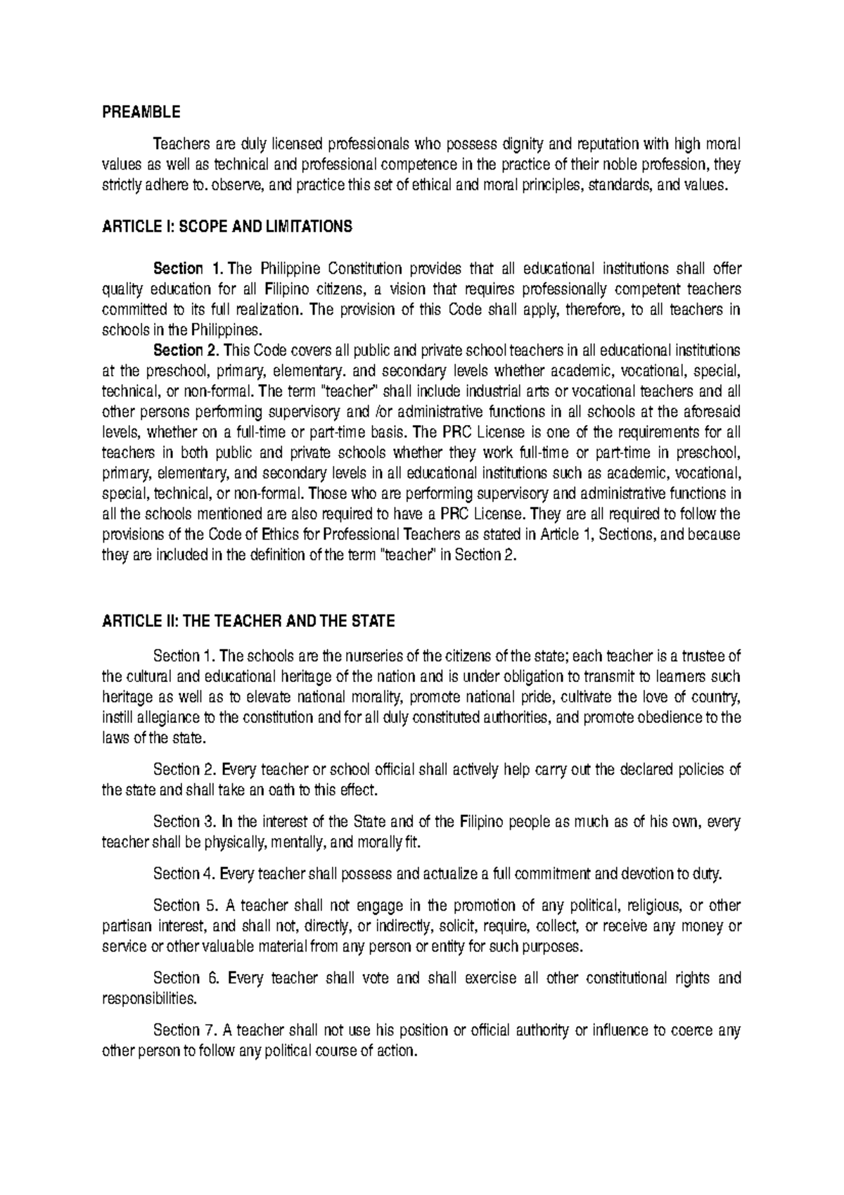 Preamble Code of ethics philippines study education constitutional book ...