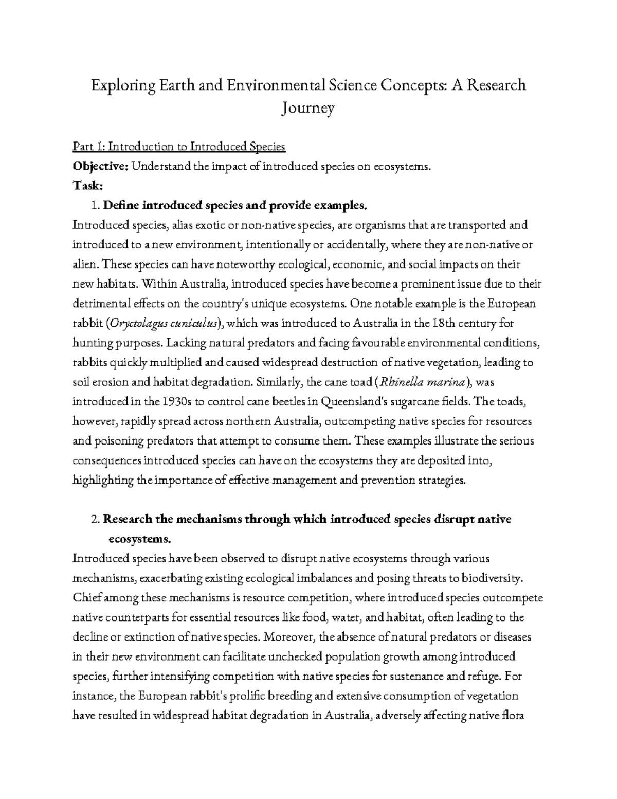 Exploring Earth and Environmental Science Concepts - Task: 1. Define ...