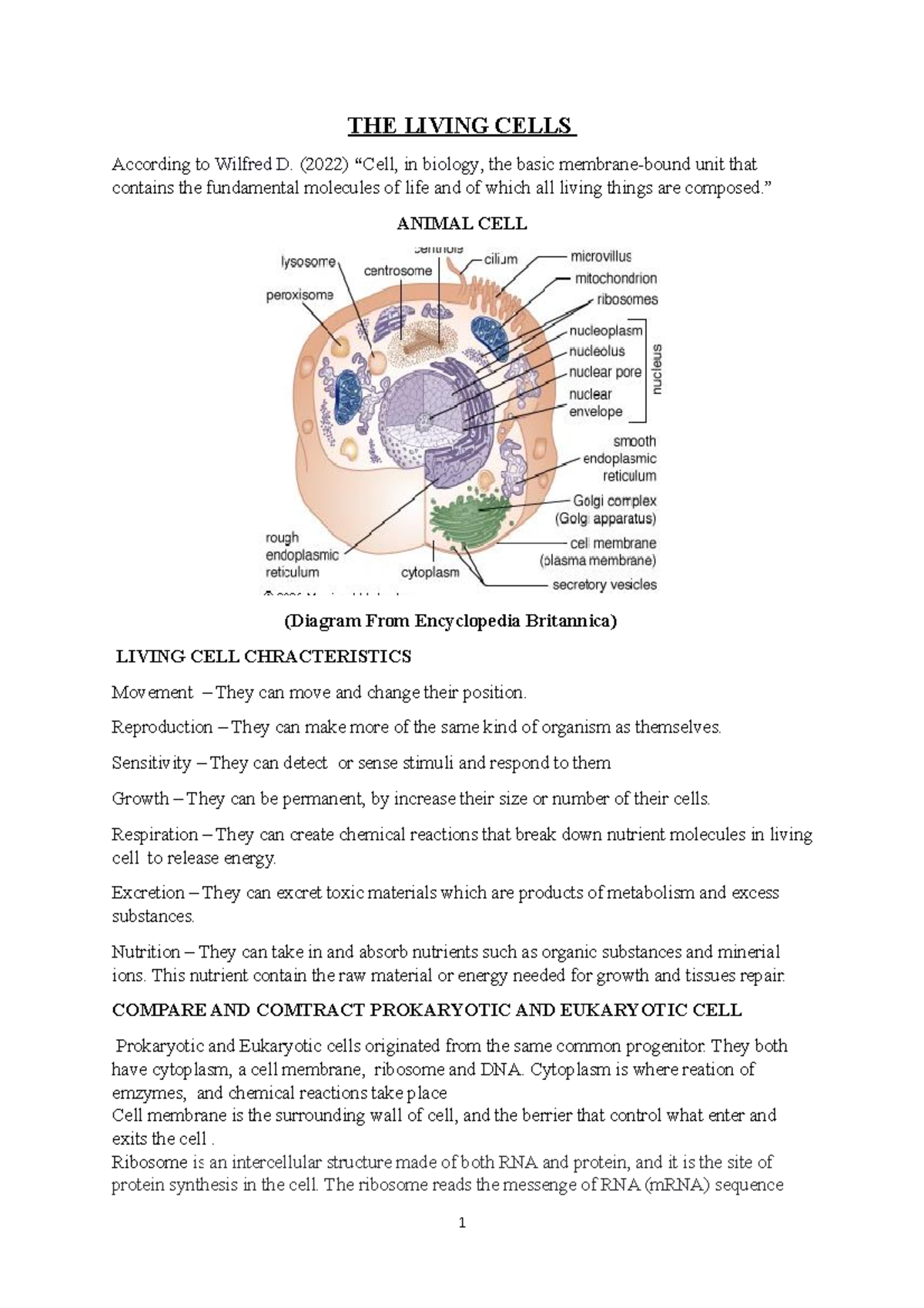 THE Living Cellshnd 30 - THE LIVING CELLS According to Wilfred D. (2022 ...
