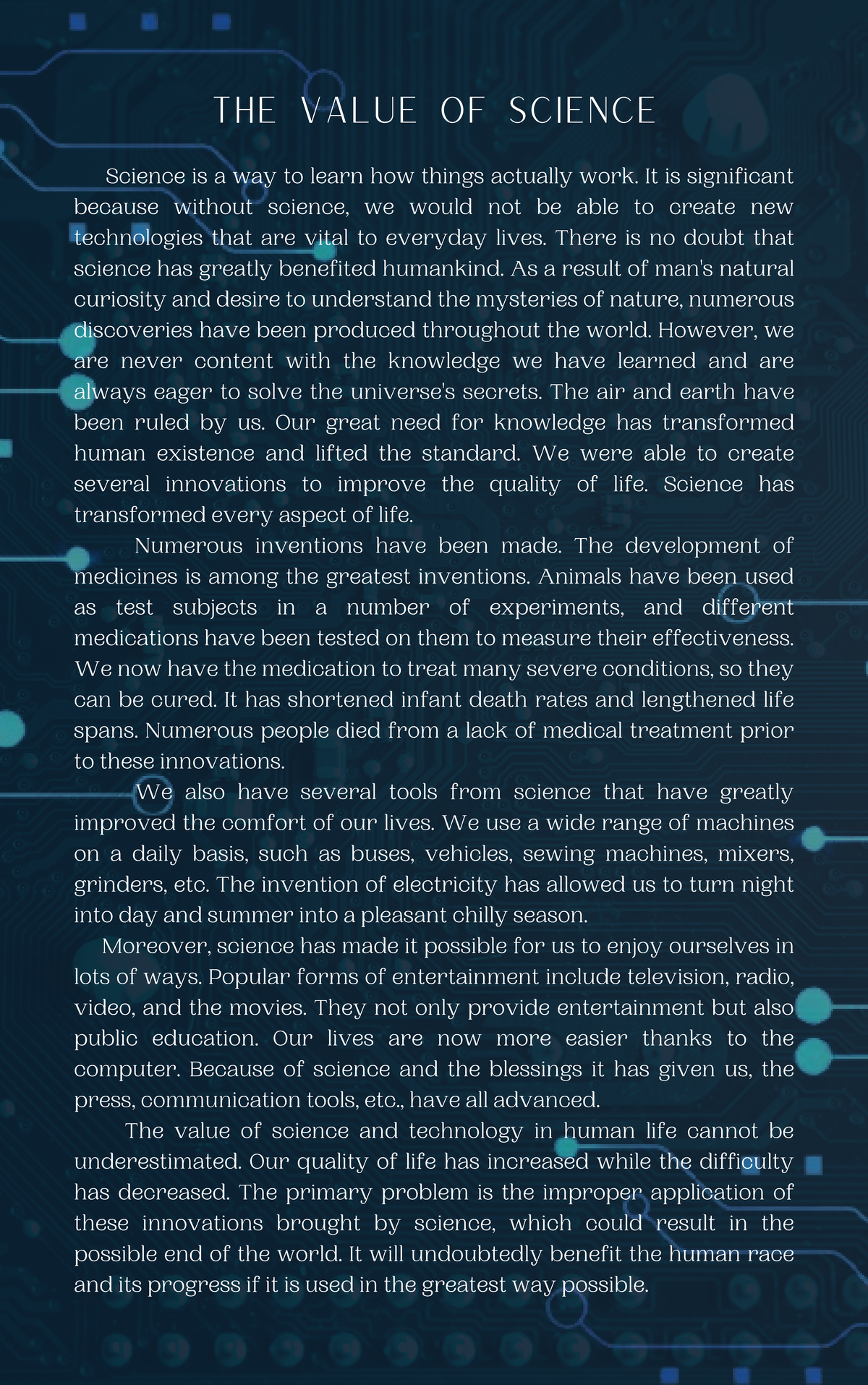 Week 6 The Value of Science - The Value of Science Science is a way to ...