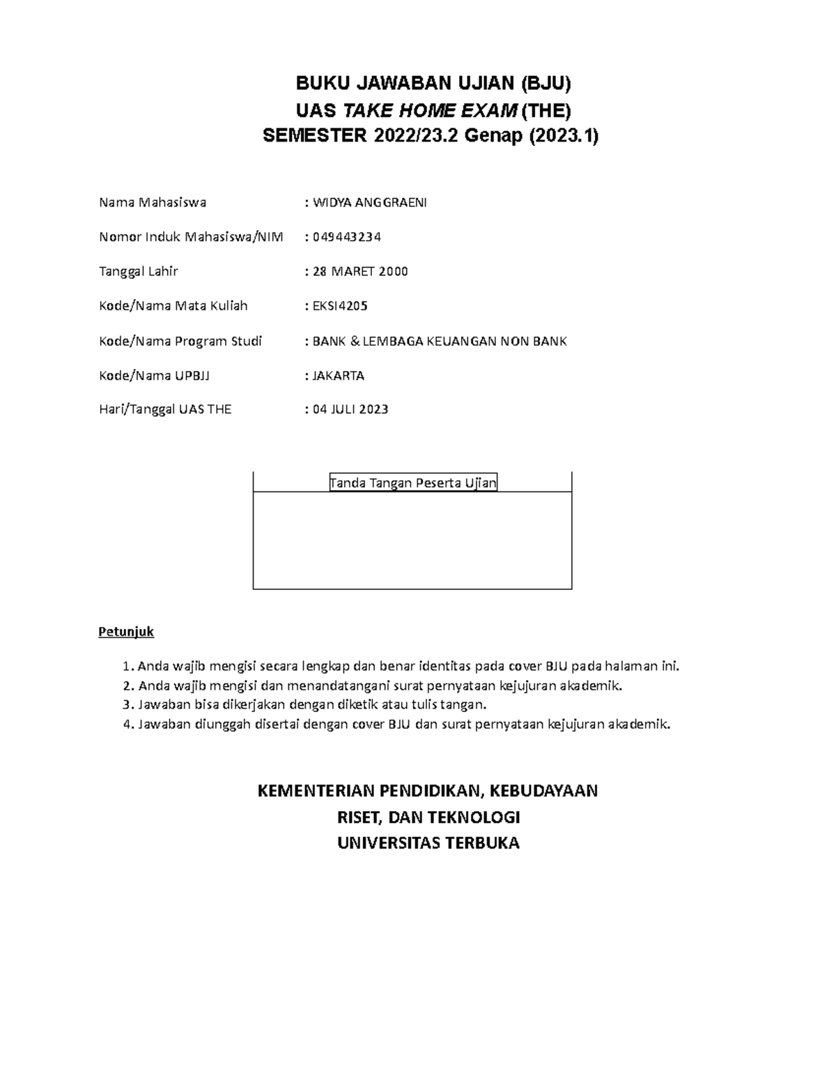 BJU Umum - Universitas Terbuka (UT) adalah Perguruan Tinggi Negeri ke ...