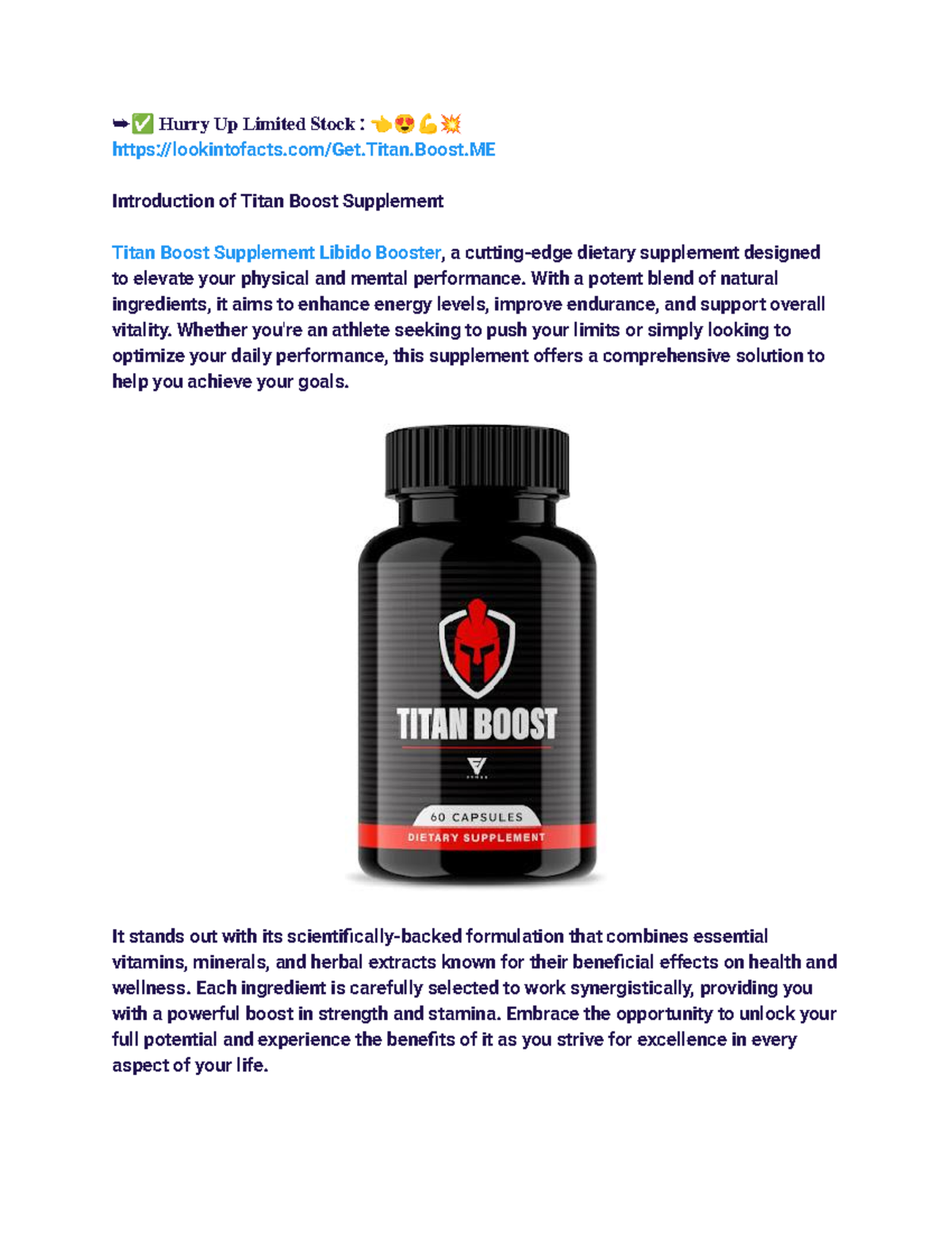 Titan Boost Supplement Achieve Your Fitness Goals - 𝐇𝐮𝐫𝐫𝐲 𝐔𝐩 𝐋𝐢𝐦𝐢𝐭𝐞𝐝 ...