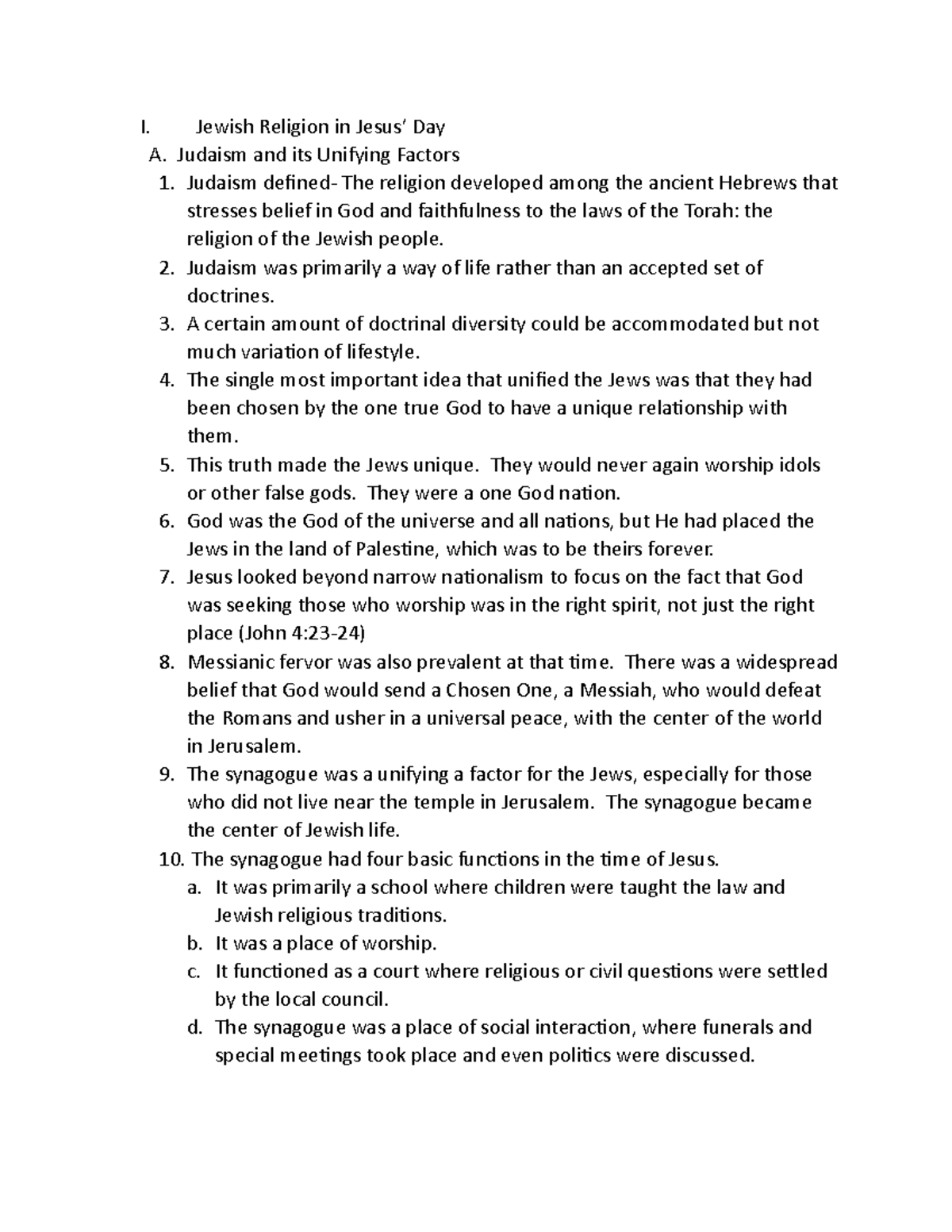 NT. 2 - New Testament lecture notes. Chapter 2. - I. Jewish Religion in ...