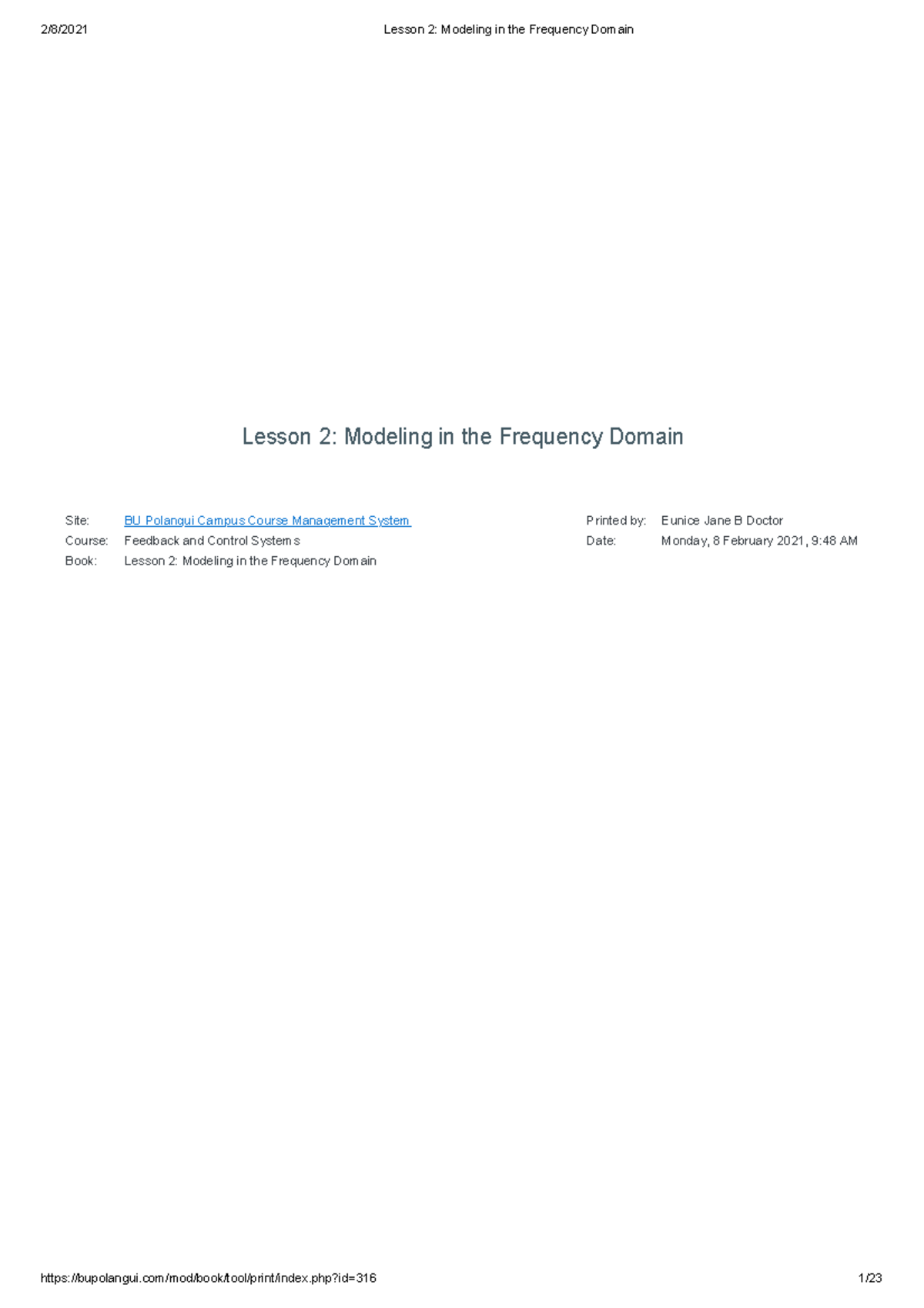 Lesson 2.Modeling in the Frequency Domain - Lesson 2: Modeling in the ...