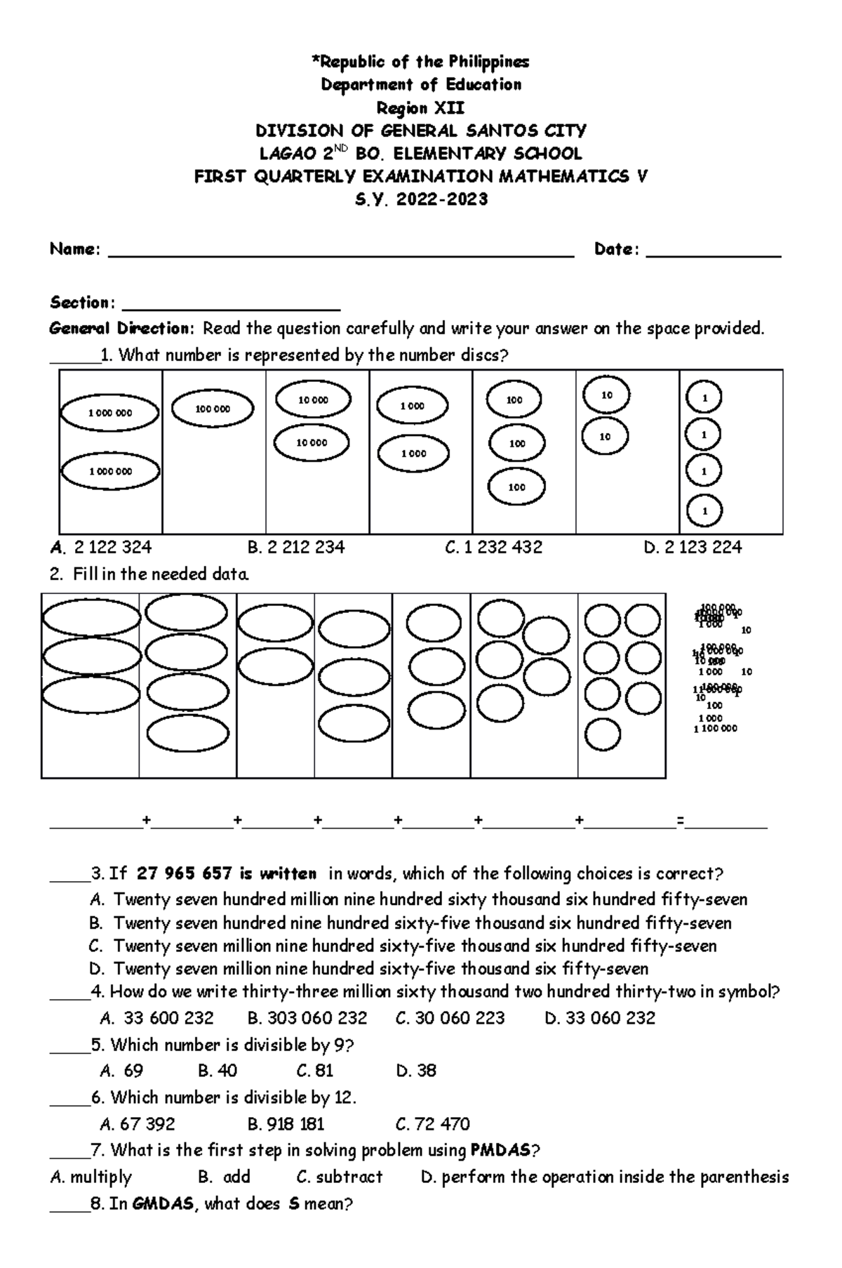 Final 1stgradingmath 5 - *Republic of the Philippines Department of ...