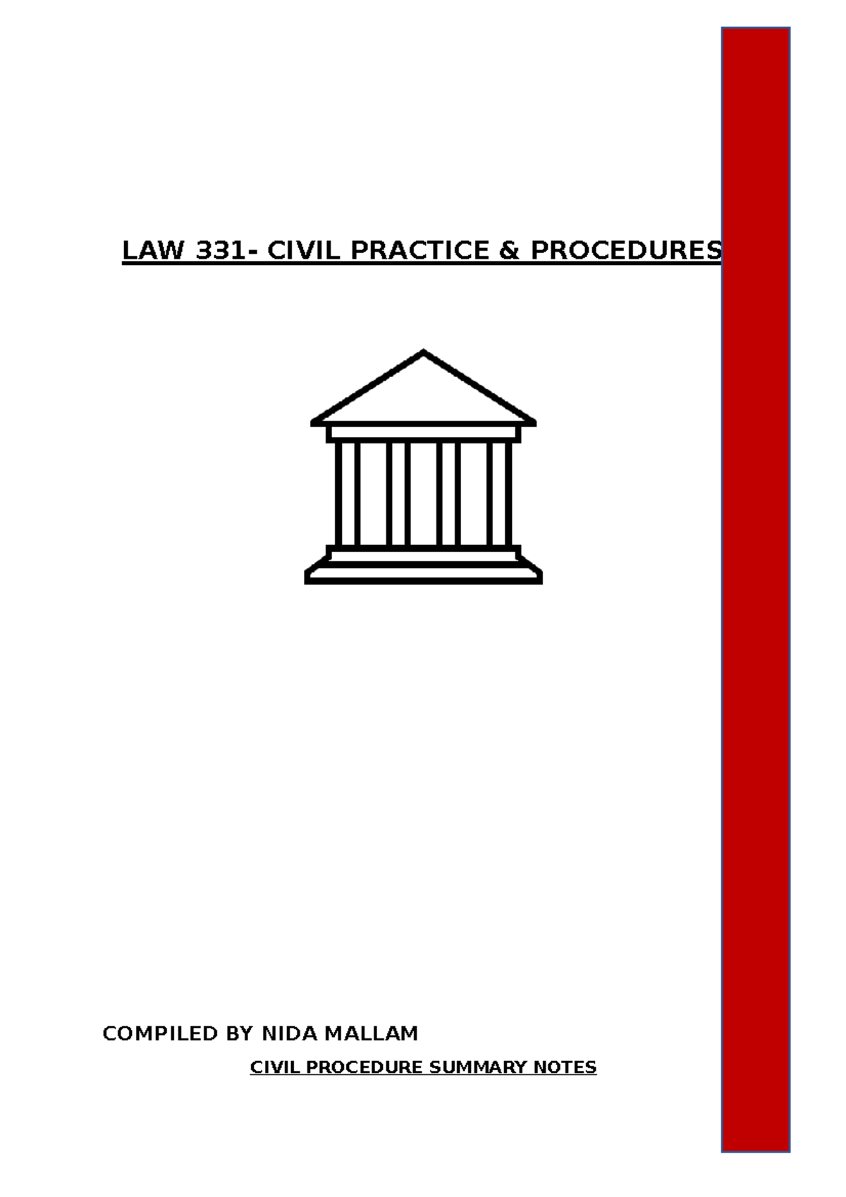 Civil Notes - LAW 331- CIVIL PRACTICE & PROCEDURES COMPILED BY NIDA ...