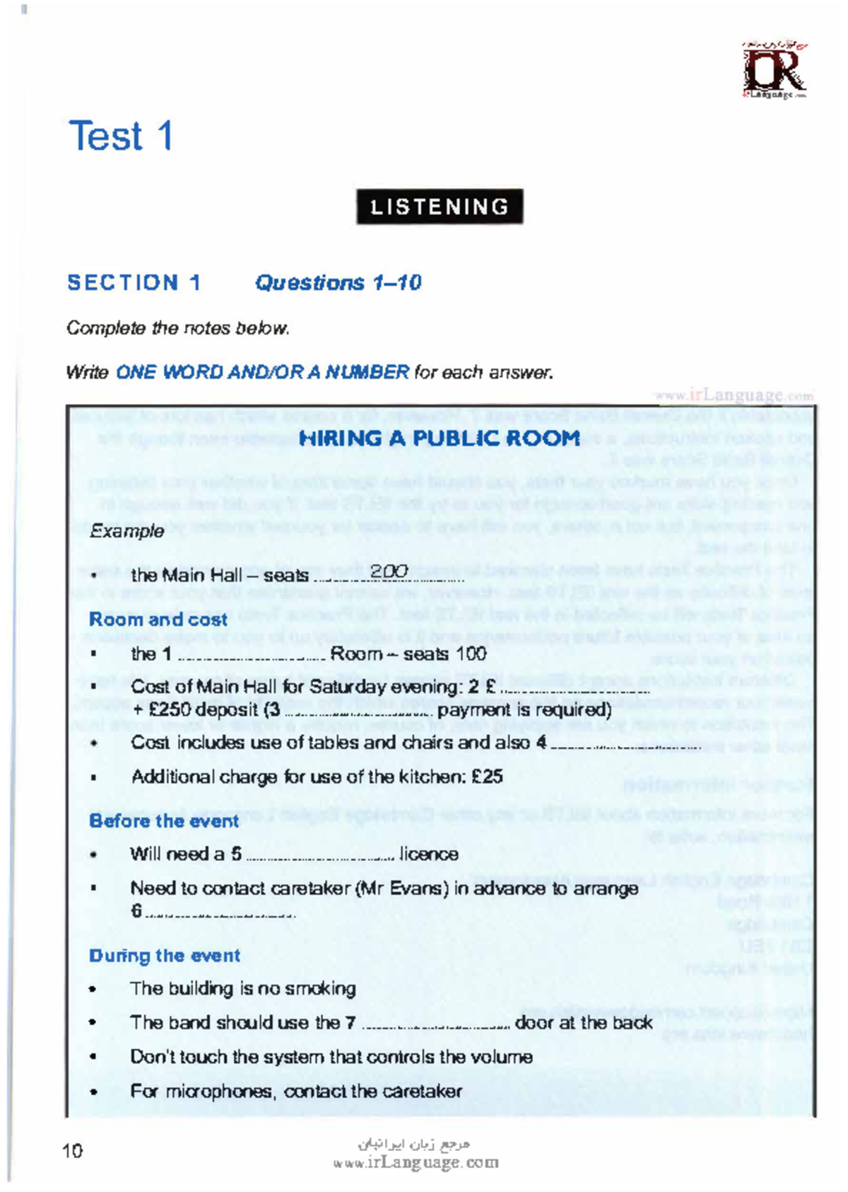 Cam11-1 - Cambridge 11 - Test 1 ####### LISTENING SECTION 1 Questions 1 ...