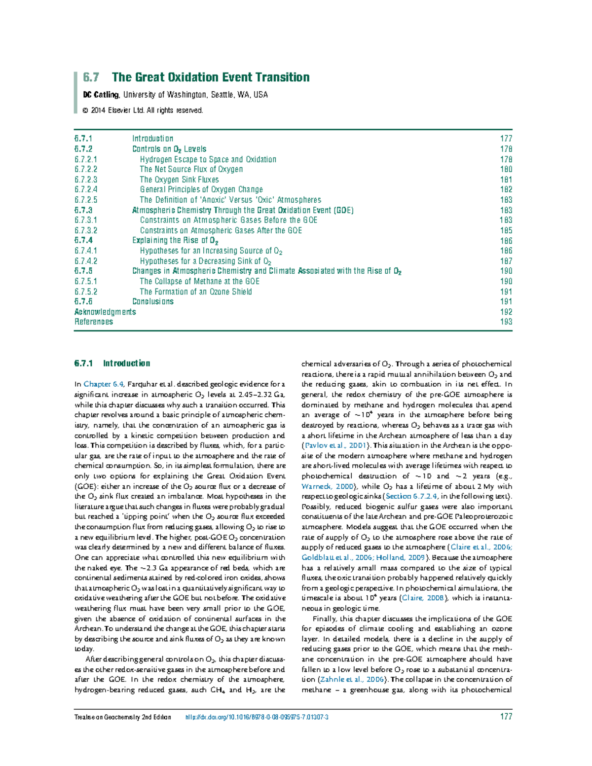 Catling 2014 Great Oxidation Event - 6 The Great Oxidation Event ...