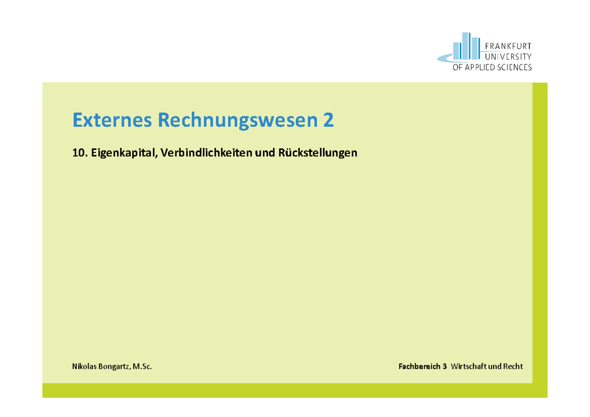 10 Externes Rechnungswesen 2 061017 - 10. Eigenkapital, Verbindlichkeiten und Rückstellungen ...