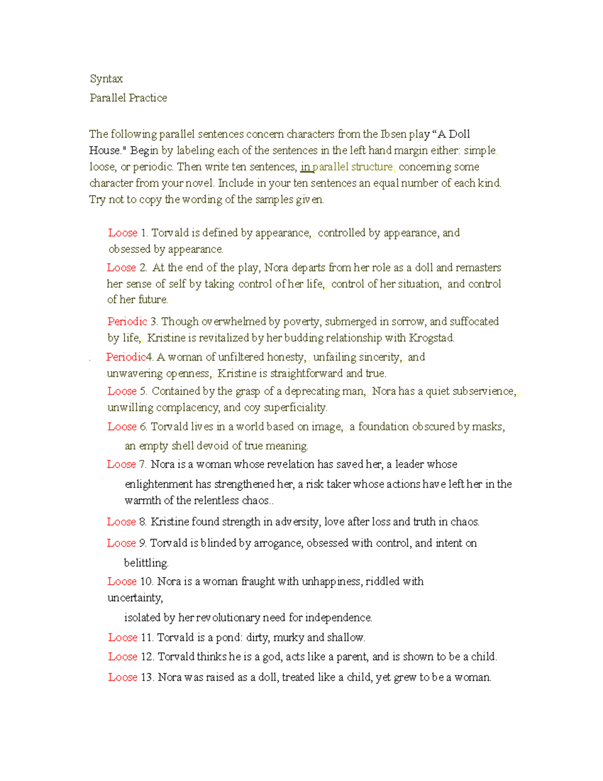 Copy of syntax parallel practice page 27 - Syntax Parallel Practice The ...