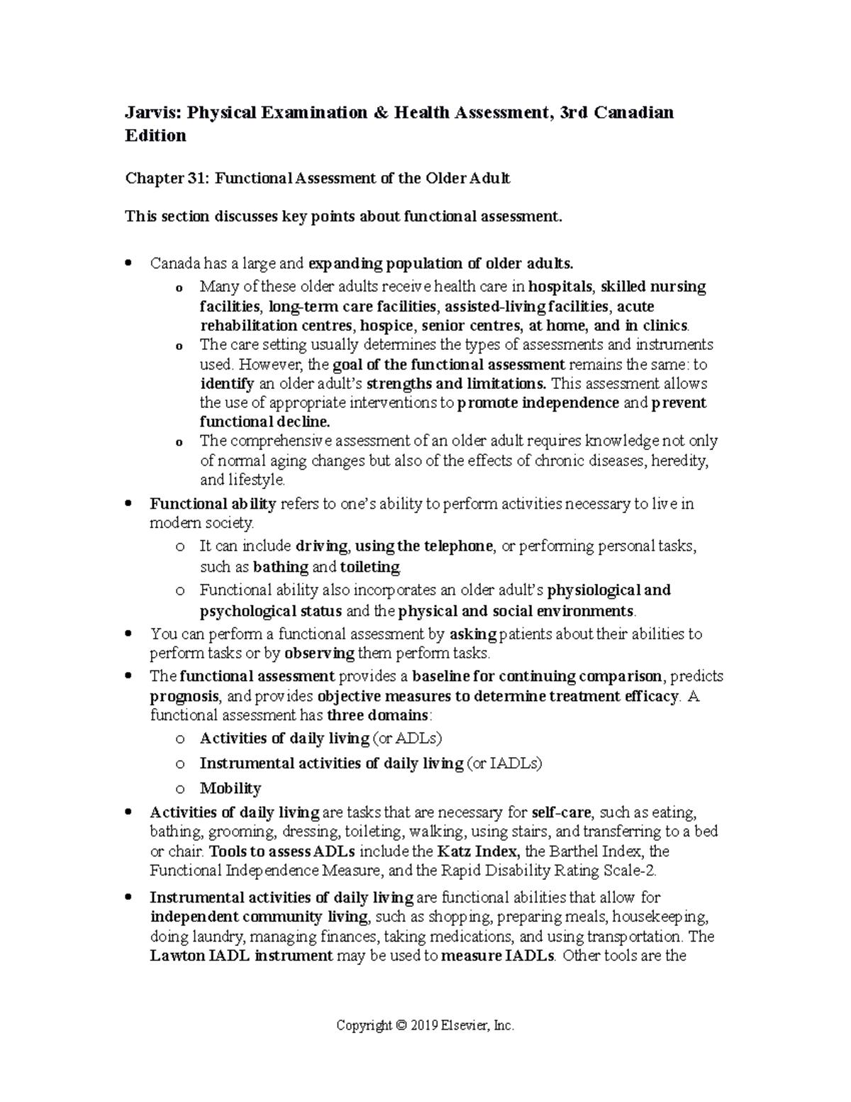 Chapter 031 - Functional Assessment of the Older Adult - Jarvis ...