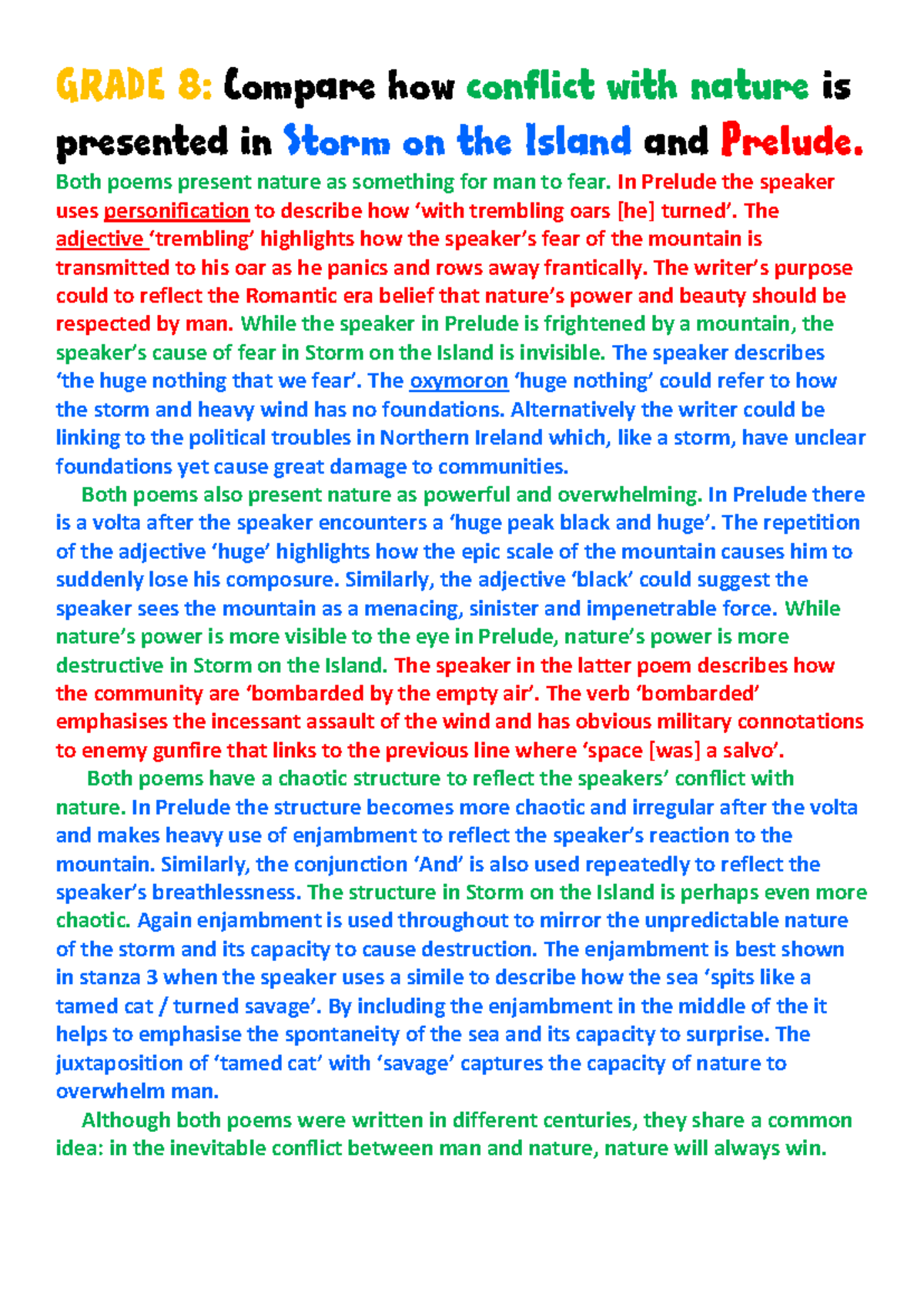 Grade 8 storm on the island power and conflict - GRADE 8: Compare how ...