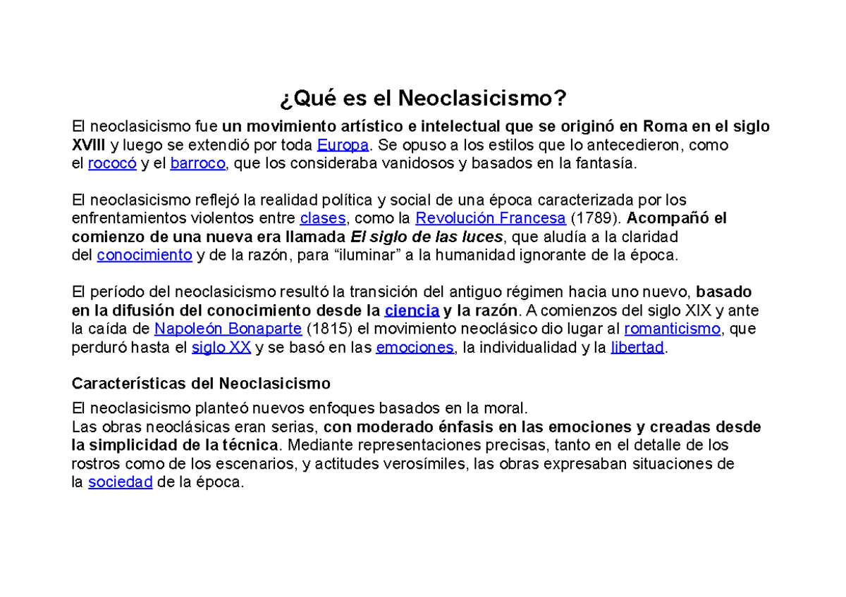 Qué es el Neoclasicismo - ¿Qué es el Neoclasicismo? El neoclasicismo fue un movimiento artístico ...