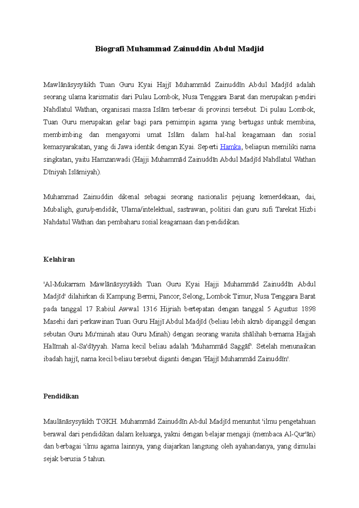 Biografi Muhammad Zainuddin Abdul Madjid - Biografi Muhammad Zainuddin ...