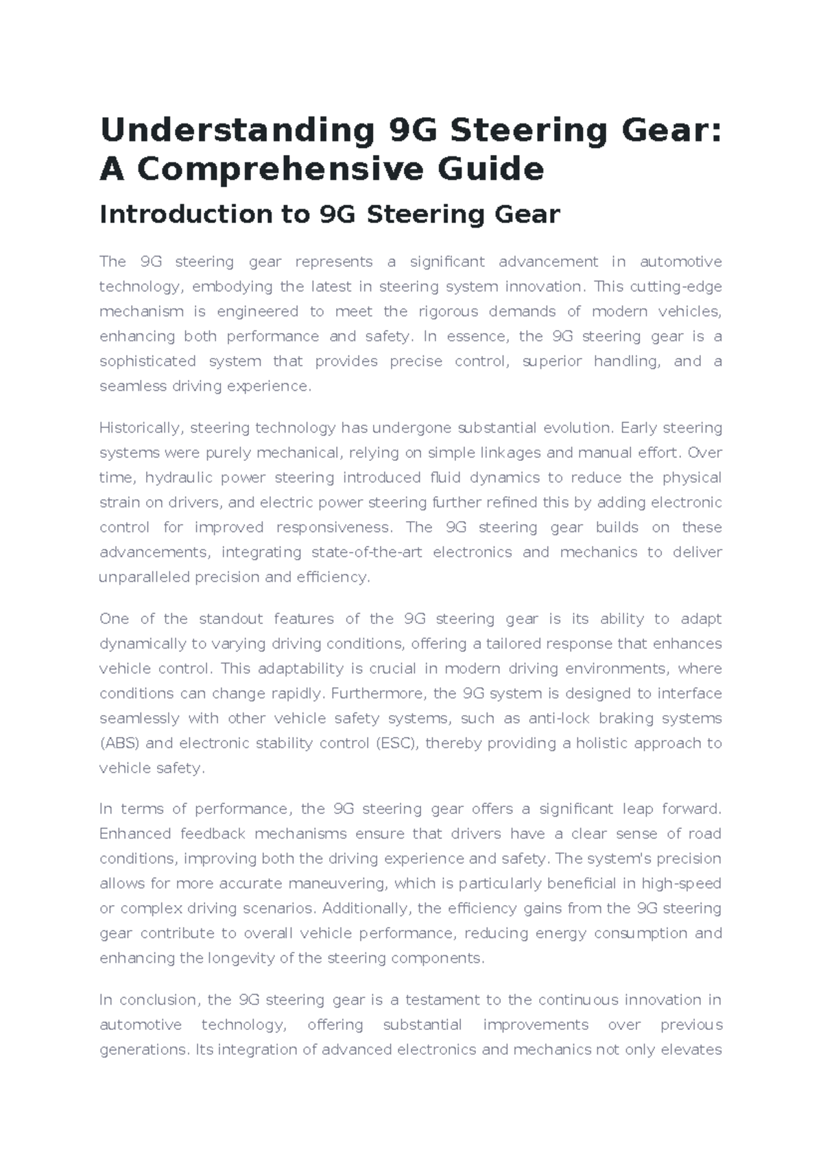 Understanding 9G Steering Gear - This cutting-edge mechanism is ...