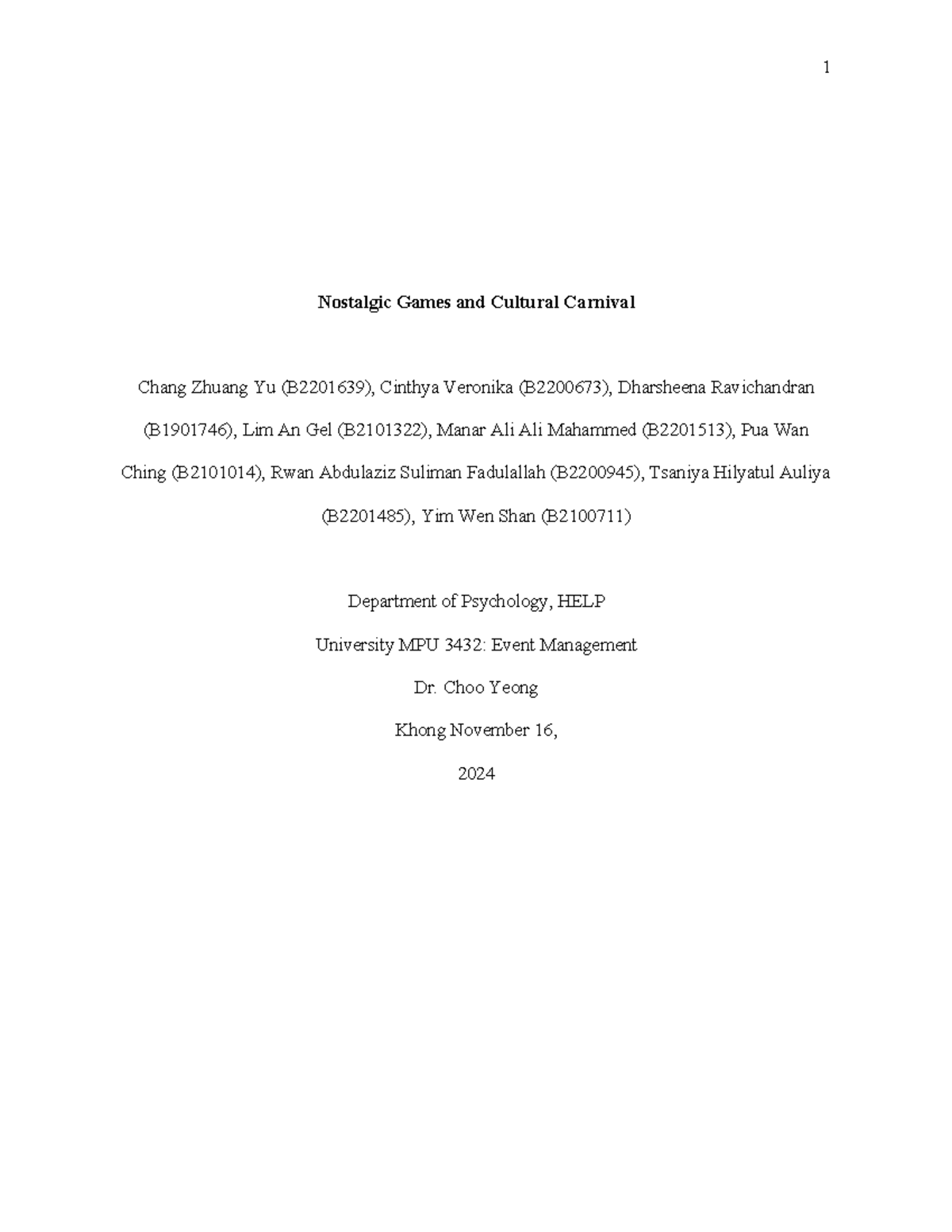 MPU Group 5 Final Report Nostalgic Games and Cultural Carnival-3 ...