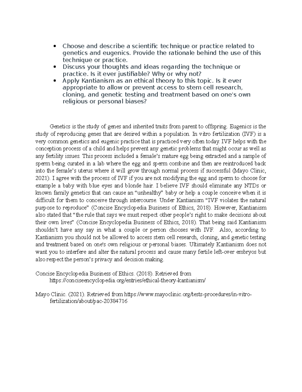 Week 3 Discussion - Assignment 3 on genetics - Choose and describe a ...