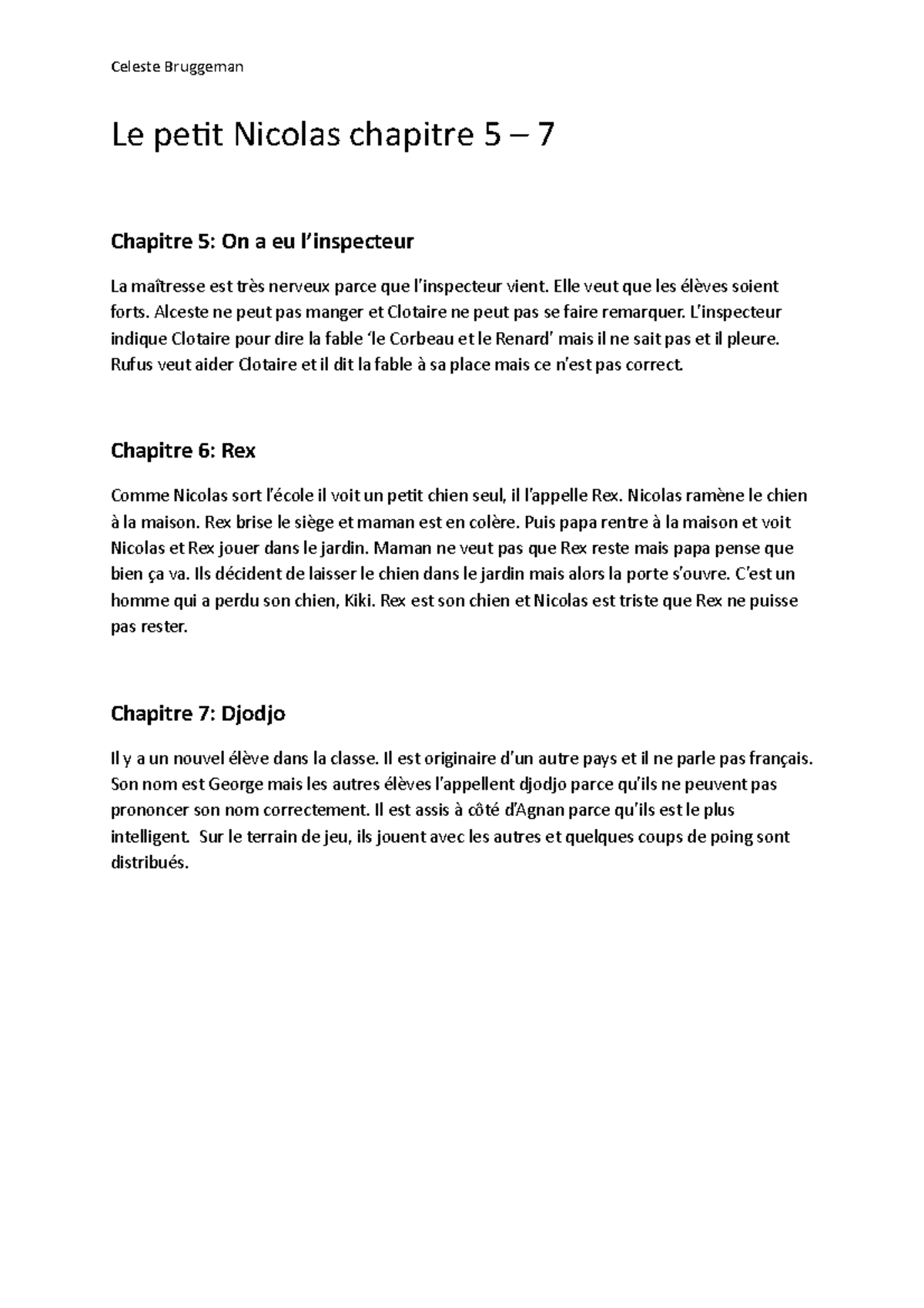 Le petit Nicolas chapitre 5 - 7 - Celeste Bruggeman Le petit Nicolas ...
