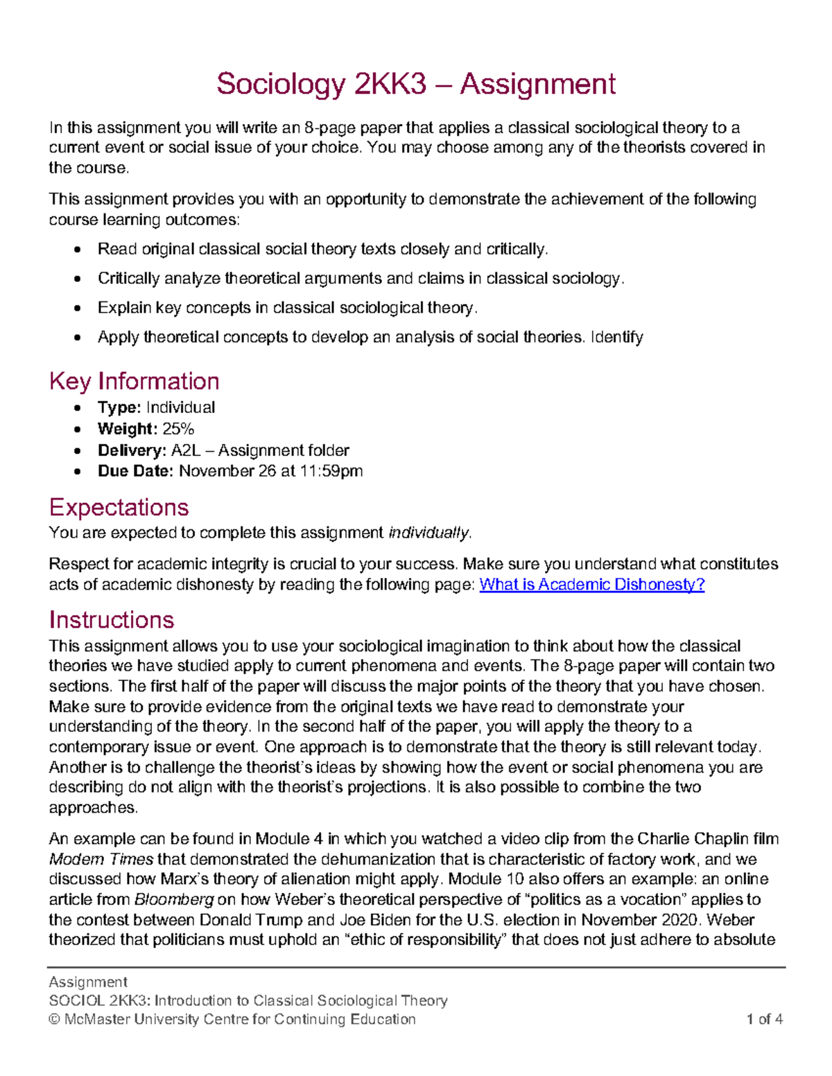 Assignment (instructions) regarding the first theoretical stance (part ...