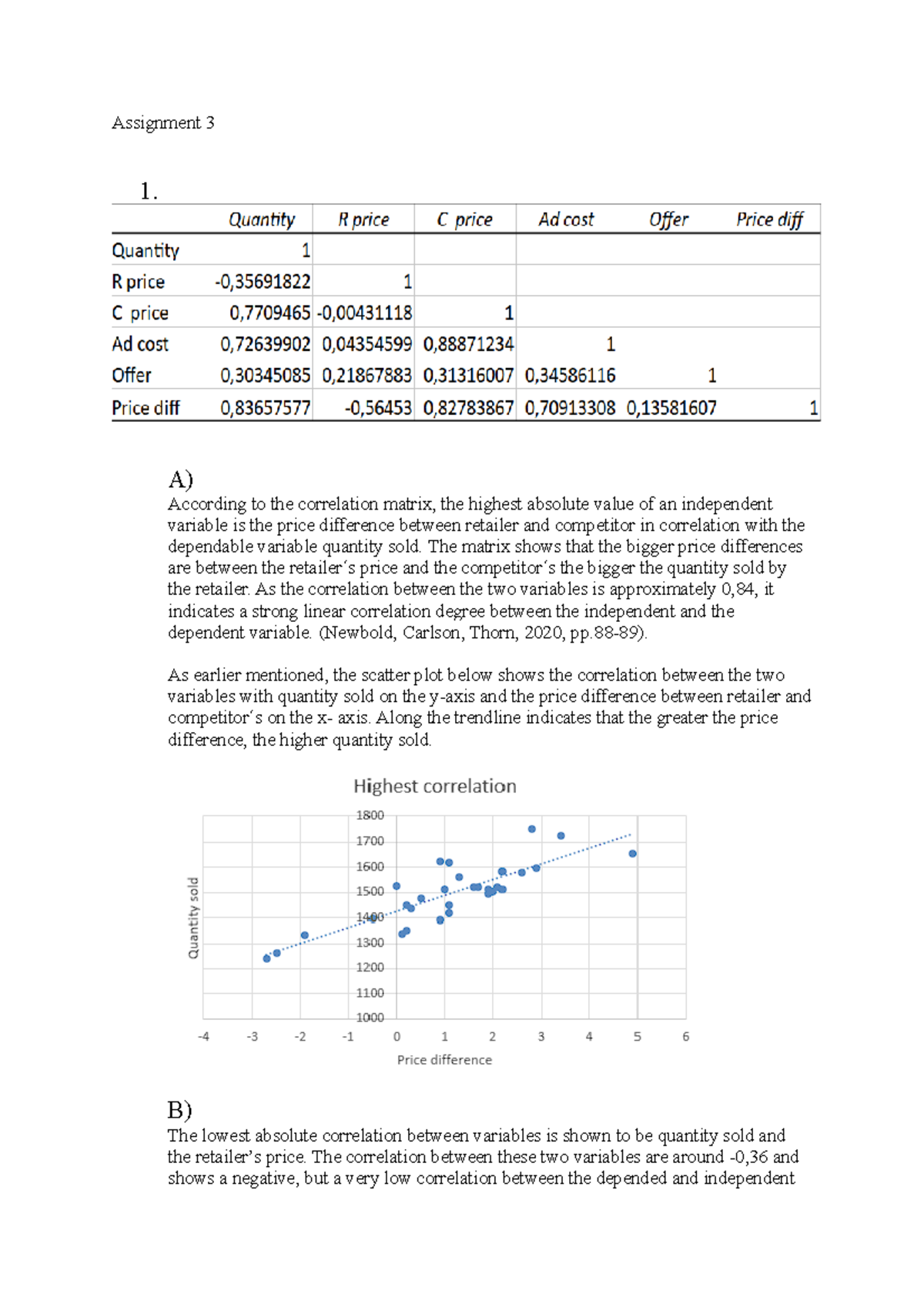 Assignment 3 Eddie - Assignment 3 1. A) According to the correlation matrix, the highest ...